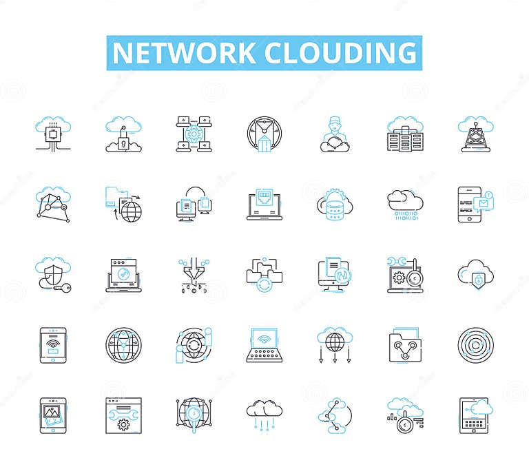 Network Clouding Linear Icons Set Virtualization Scalability Elasticity Automation