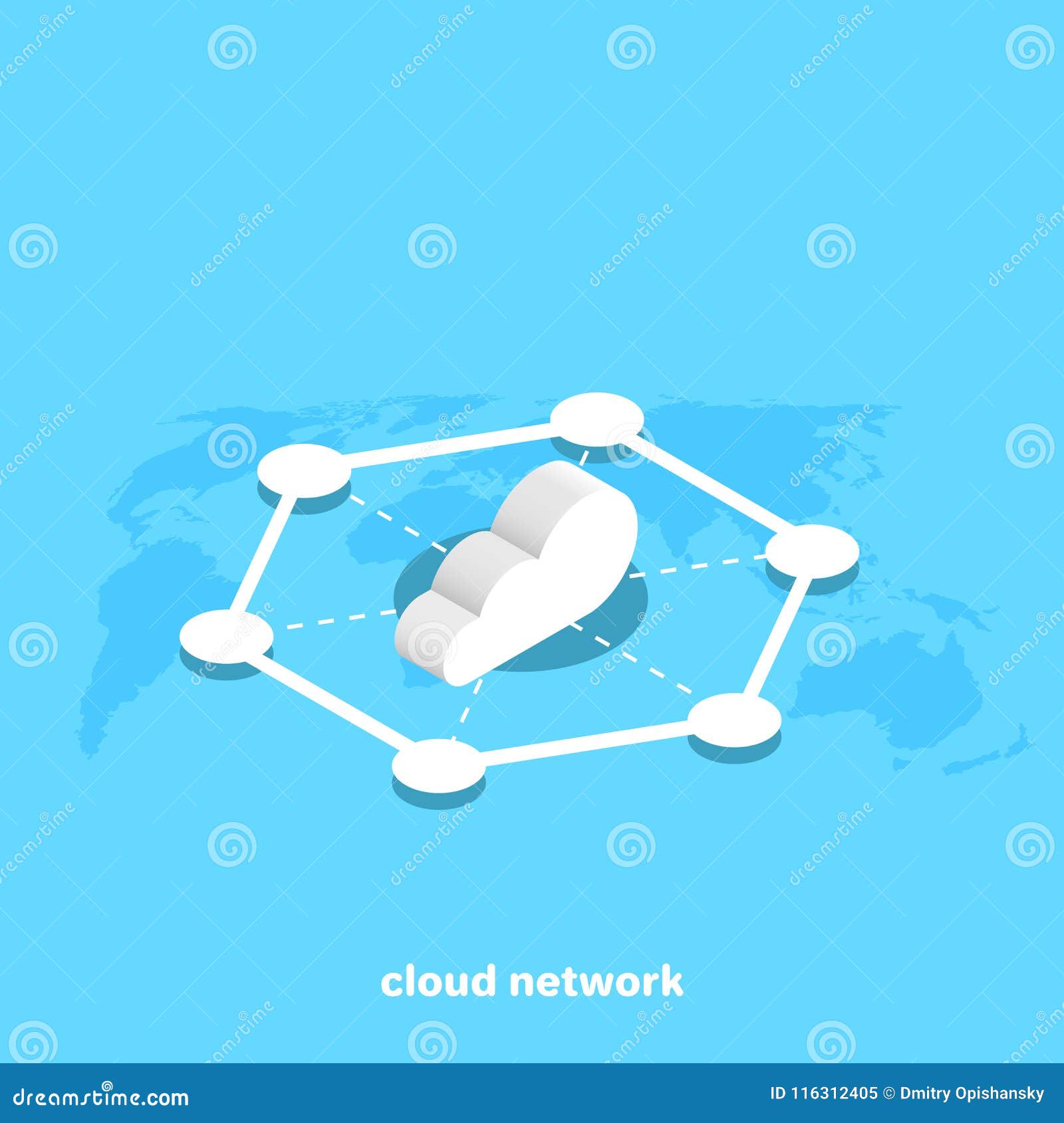 Network of Clouds on a Blue Background, Stock Vector - Illustration of ...