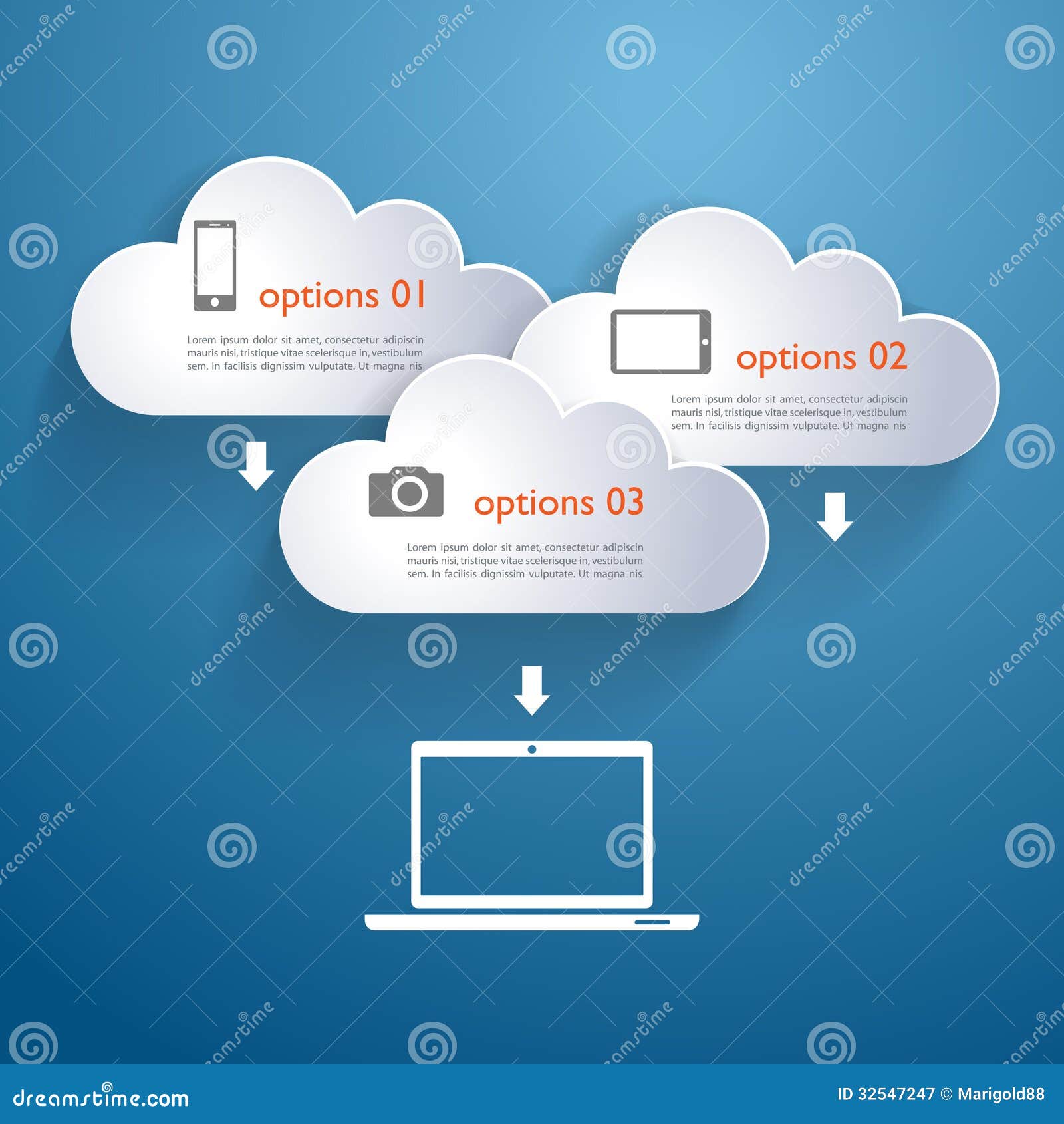 Network Clouds with Infographic Elements and Icons Stock Vector ...