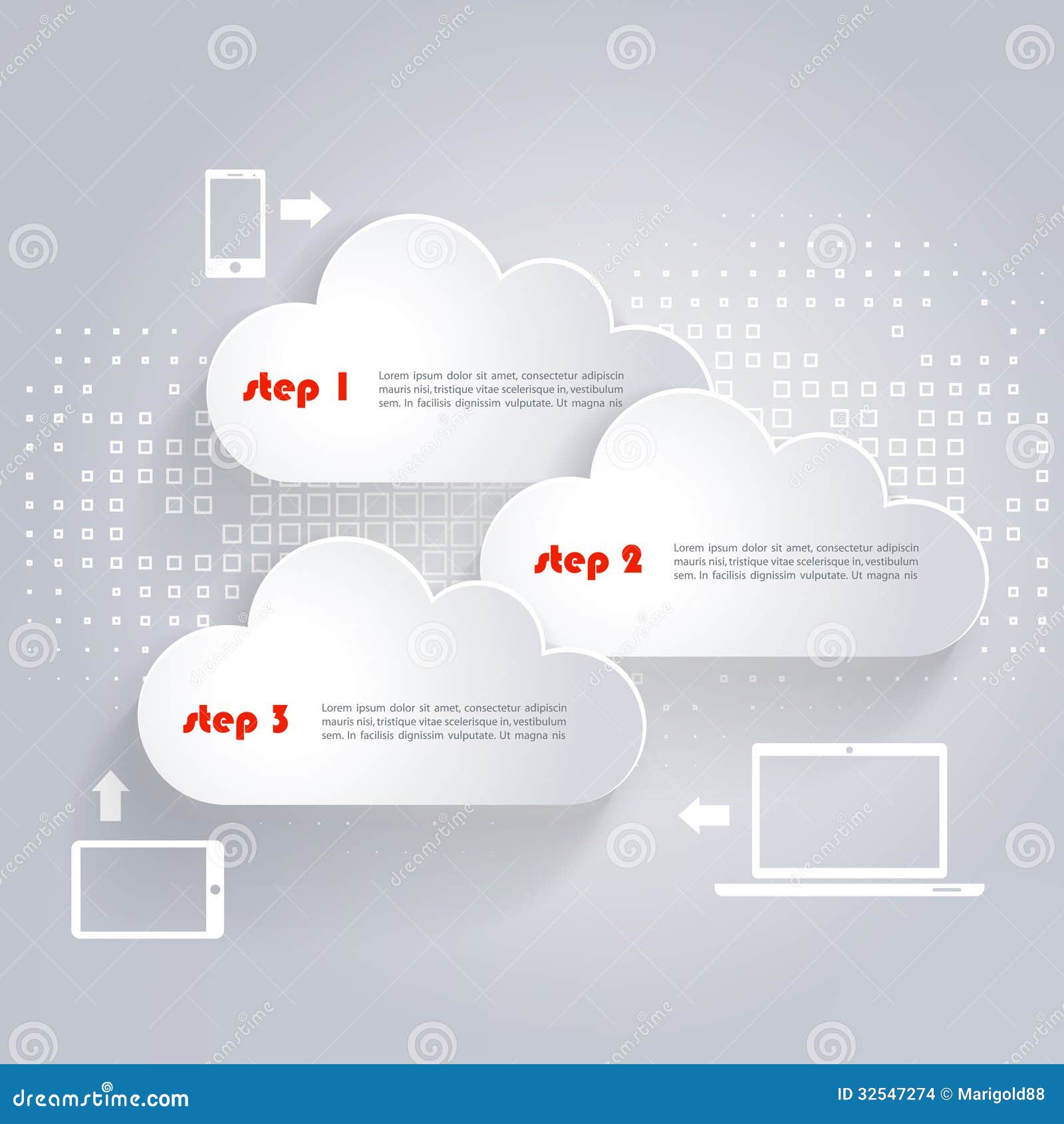 Network Clouds with Infographic Elements and Icons Stock Vector ...