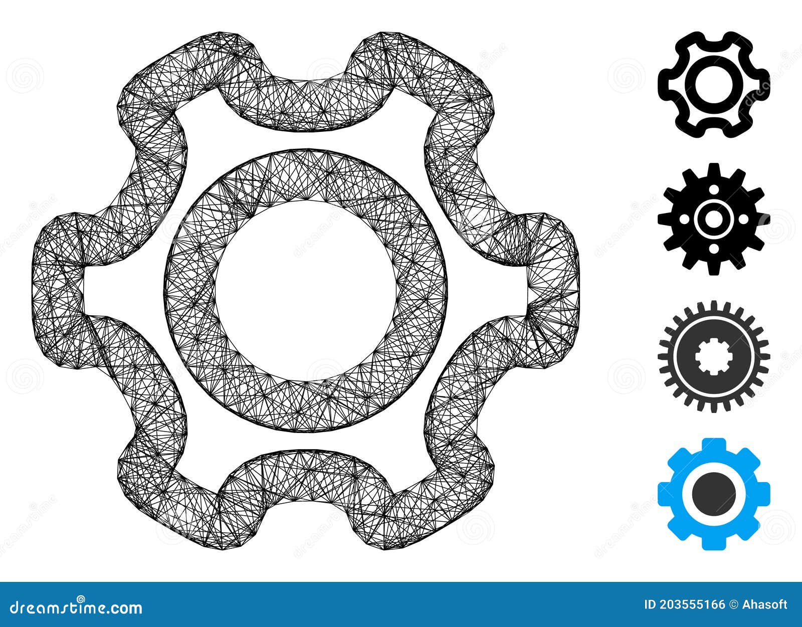 Network Cog Vector Mesh stock illustration. Illustration of icon ...