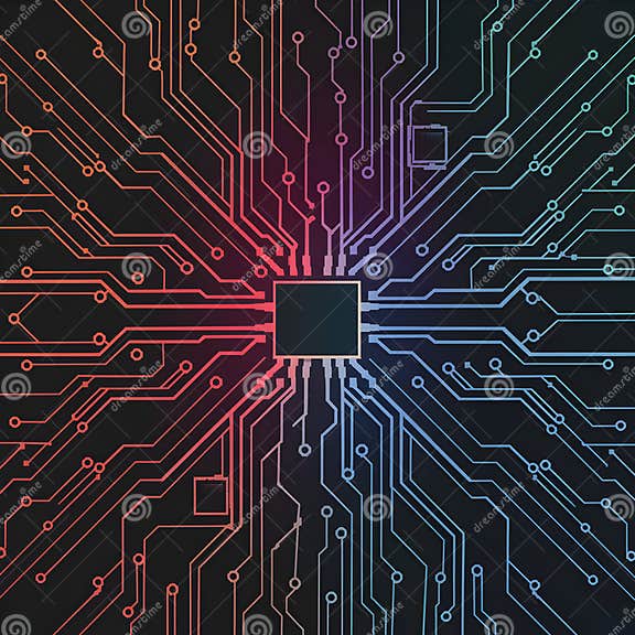 Network of Colored Lines and Nodes, Representing Advanced Technology ...