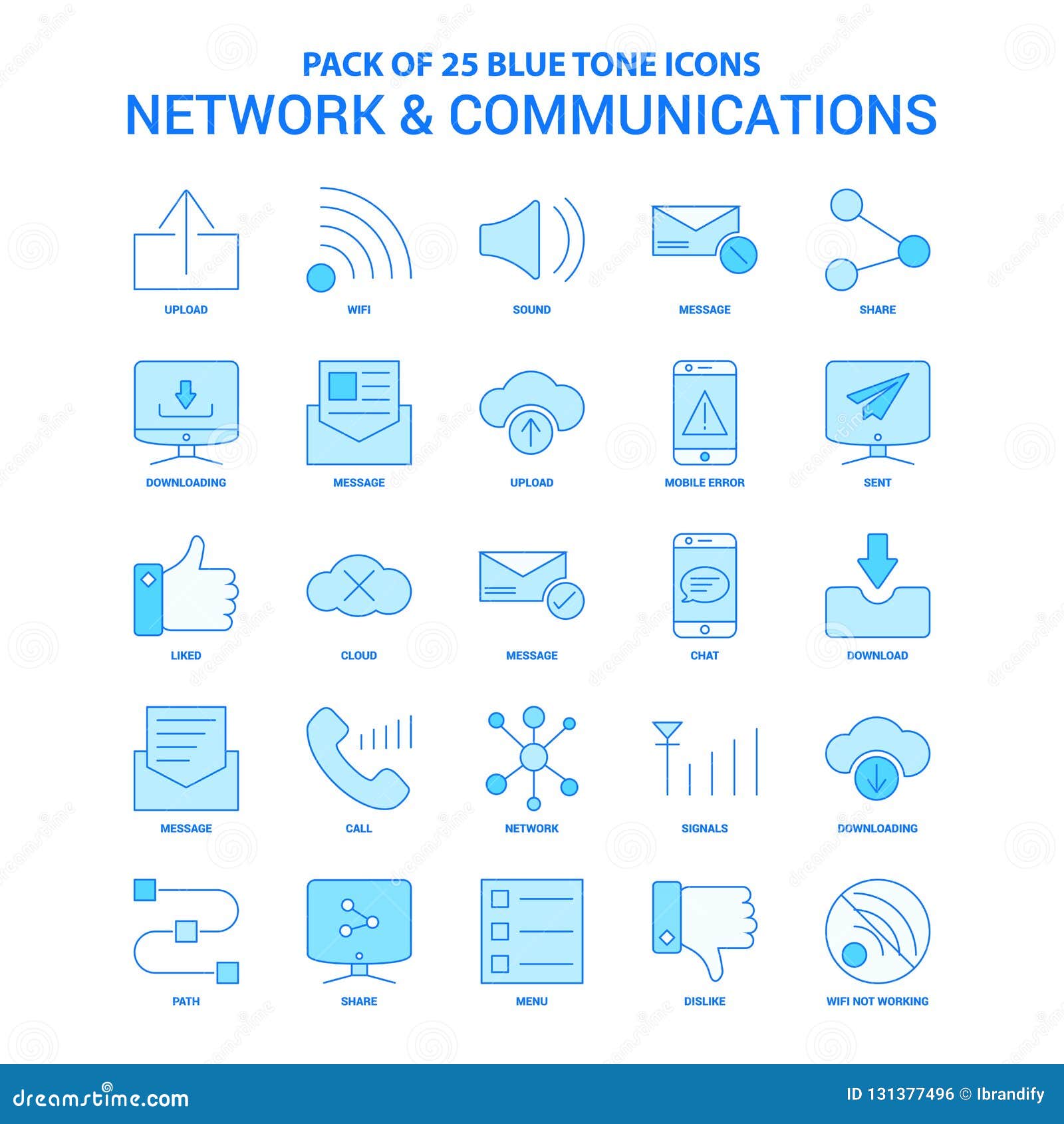 Network and Communication Blue Tone Icon Pack - 25 Icon Sets Stock ...