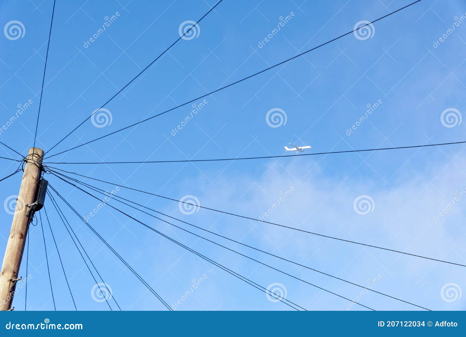 Network Communication Cables and a Plane Stock Photo - Image of blue ...