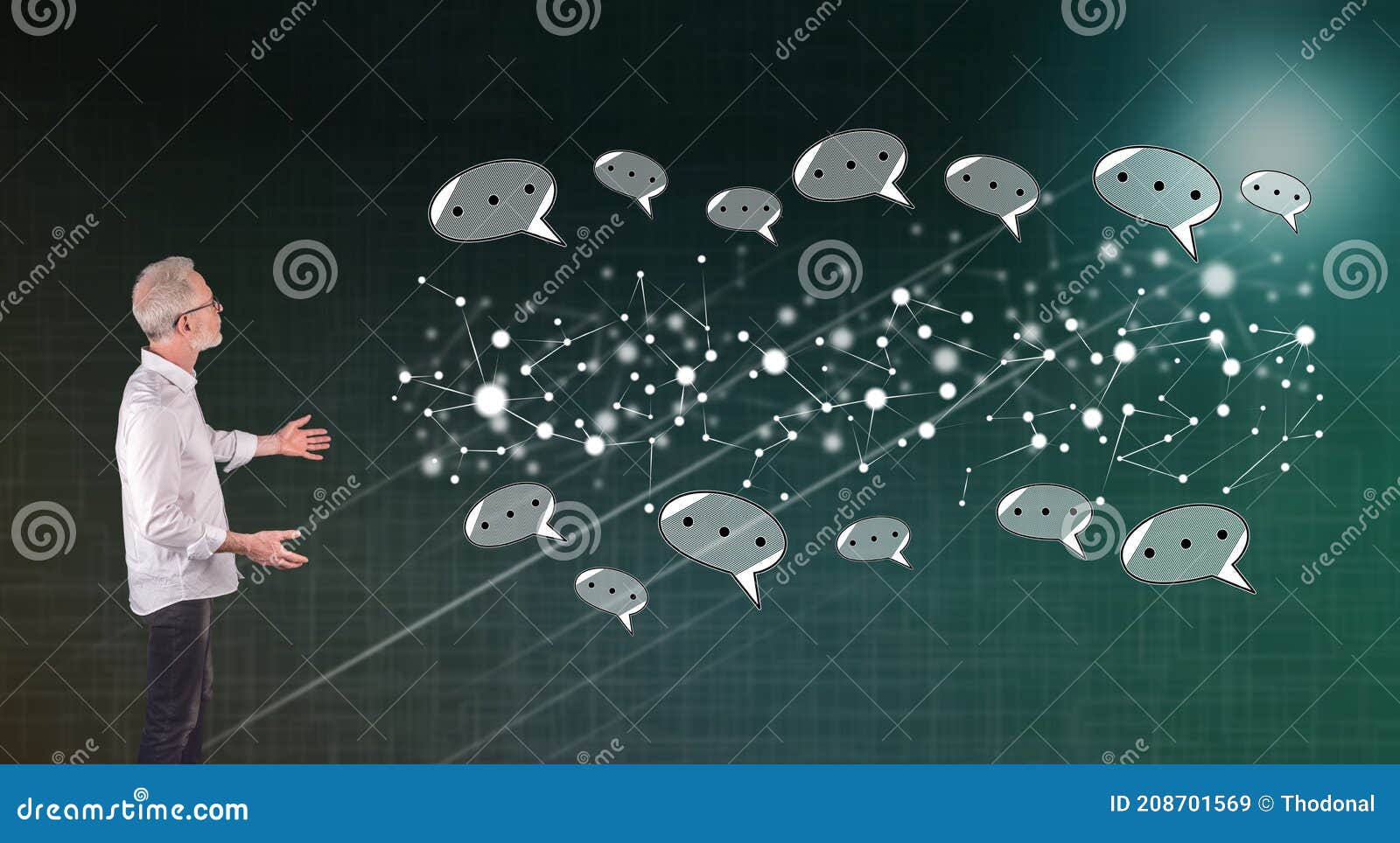 A Network Communication Concept Explained by a Businessman on a Wall ...