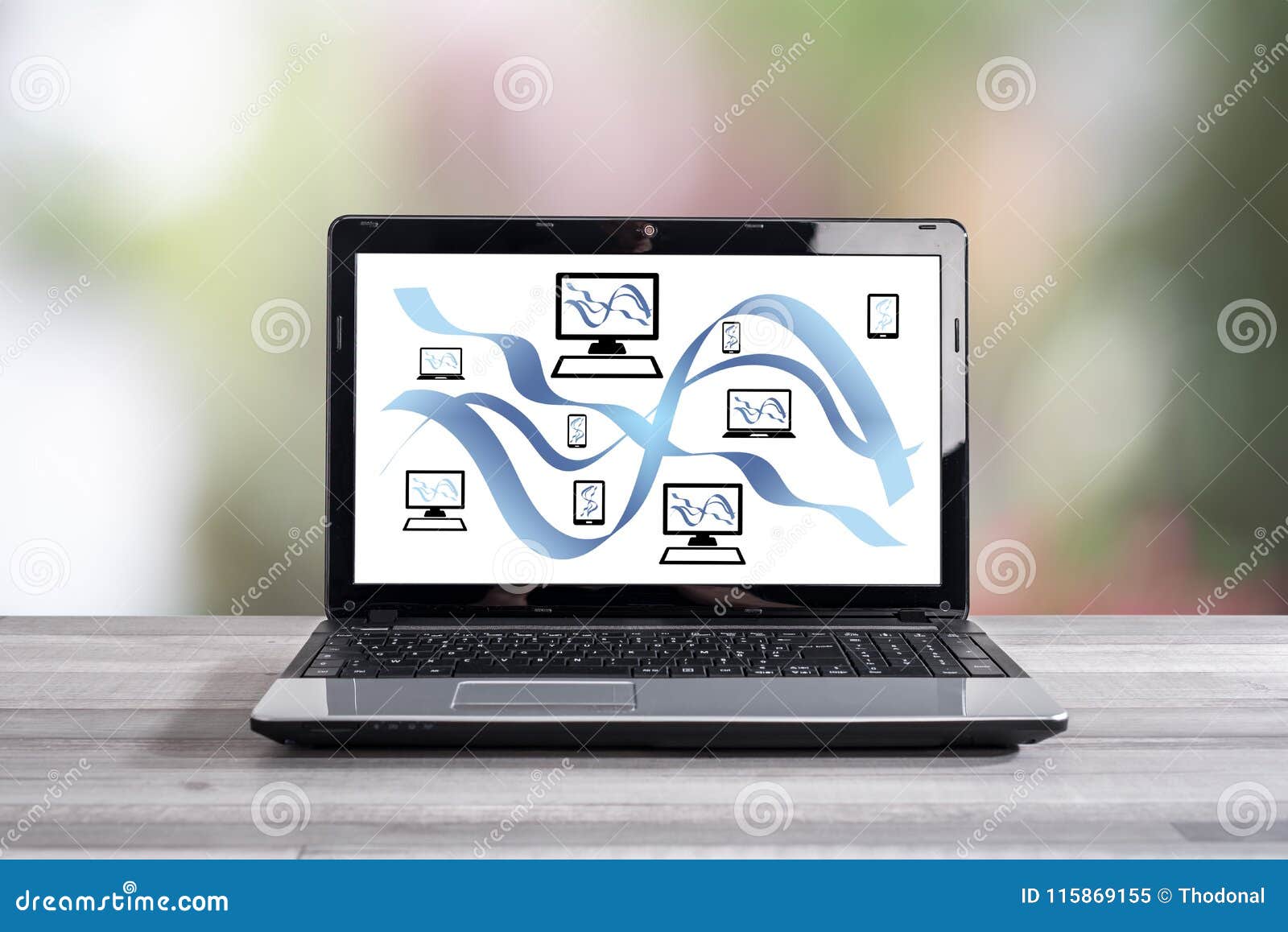 Network Communication Concept on a Laptop Screen Stock Image - Image of ...
