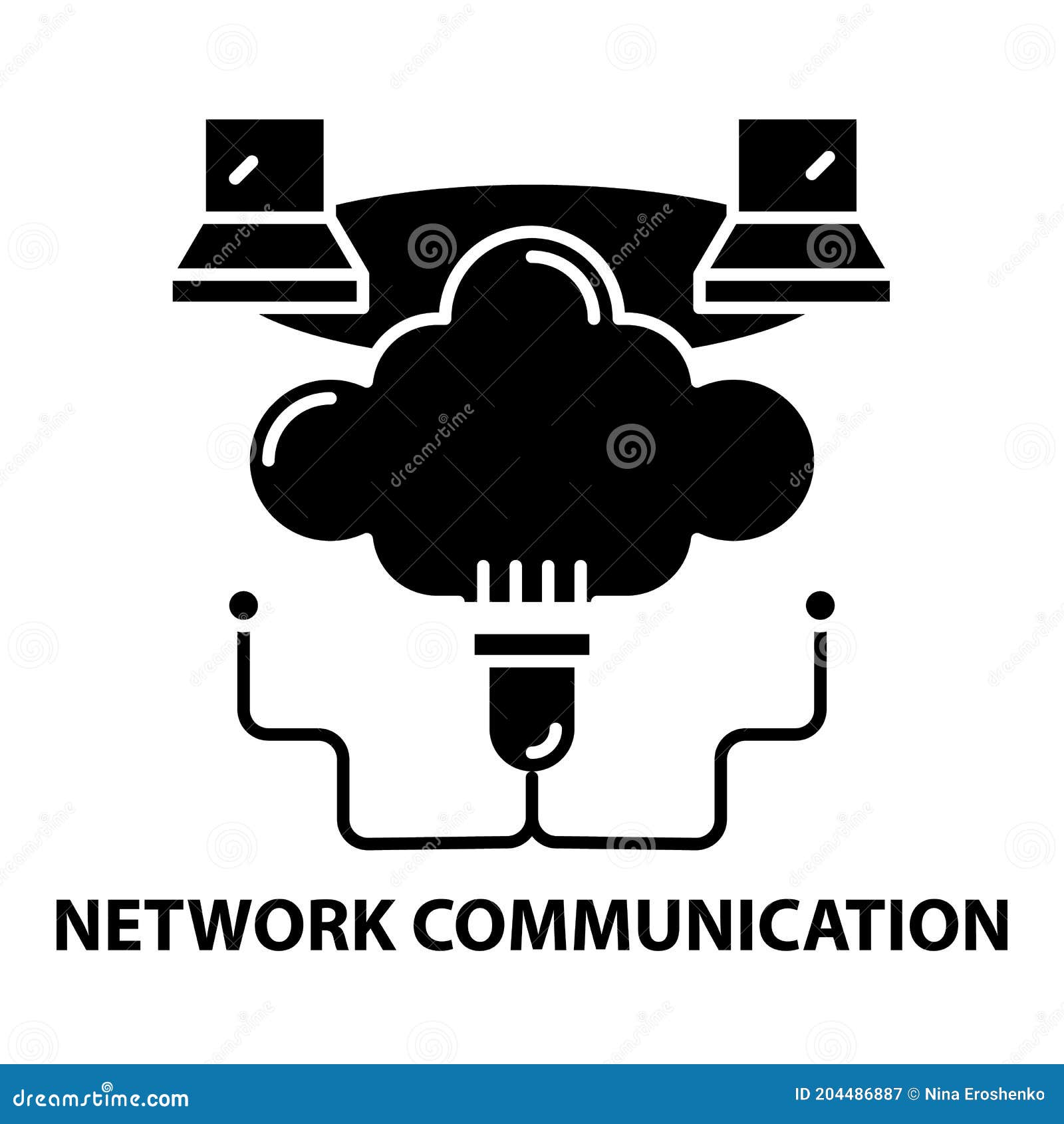 Network Communication Icon, Black Vector Sign with Editable Strokes ...