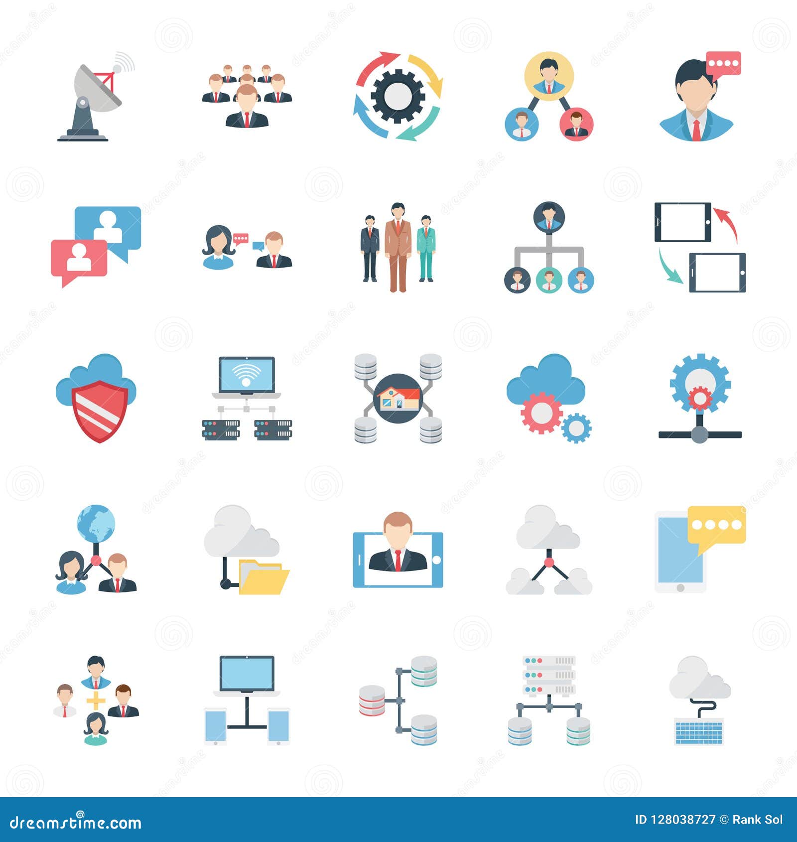 Network and Communication Isolated Vector Icons Set Editable and Can Be ...