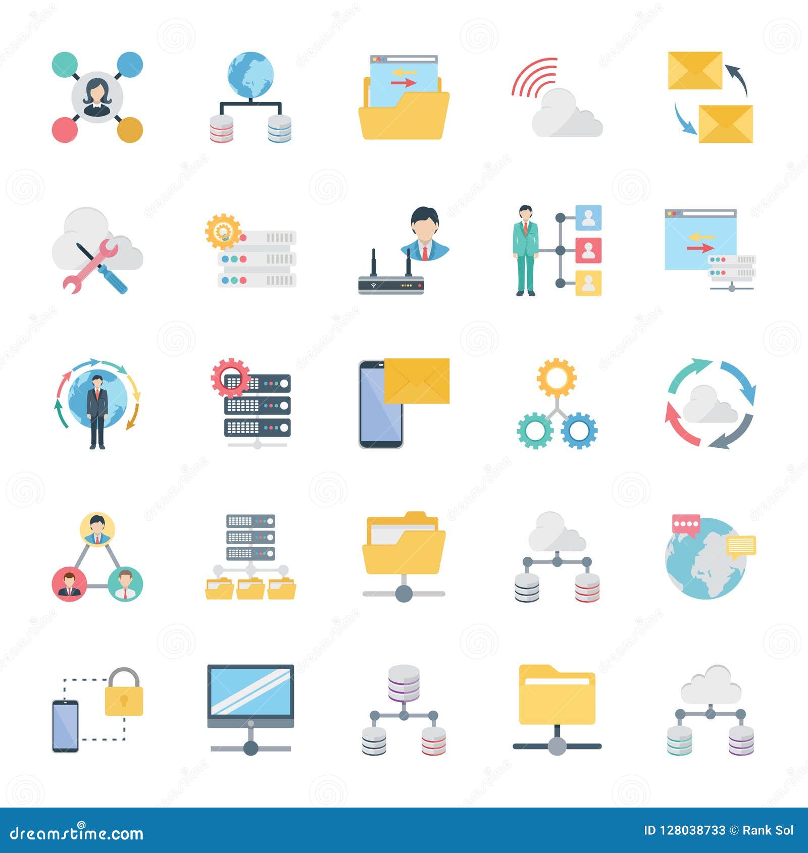 Network and Communication Isolated Vector Icons Set Editable and Can Be ...