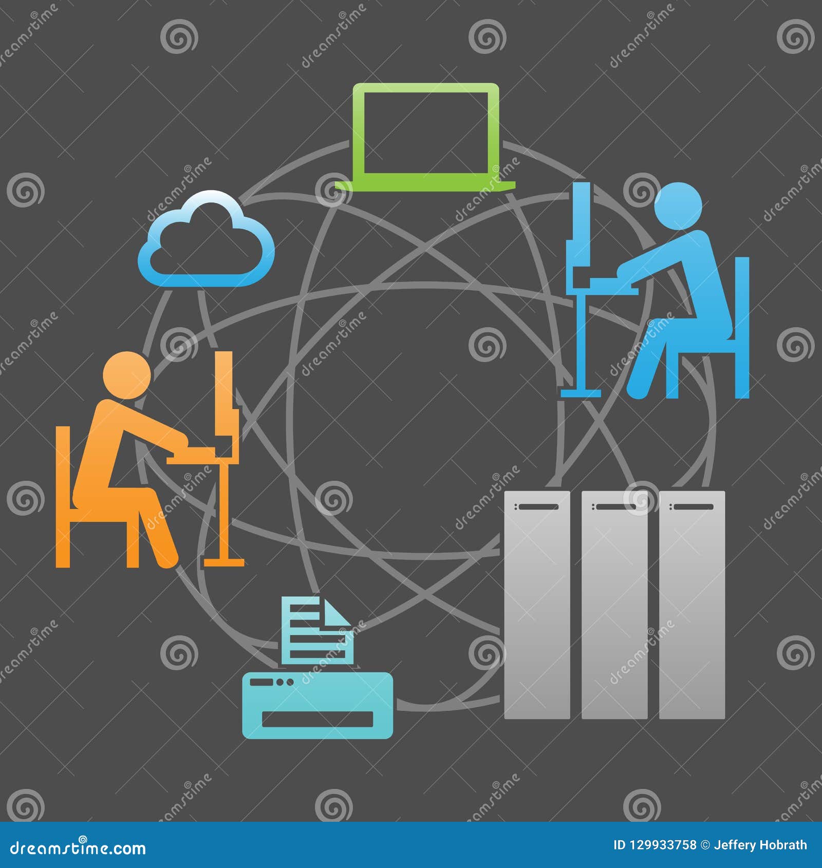 Network Communication System Infrastructure Vector Illustration Stock ...