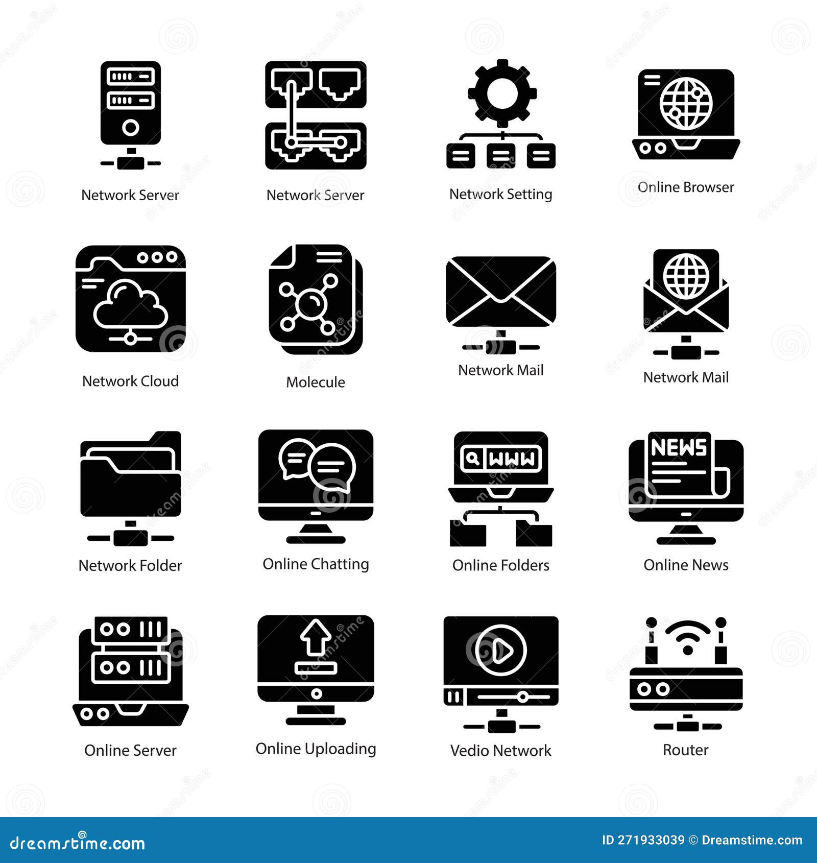 Network and Communication Vector Solid Icon Design Illustration. Stock ...