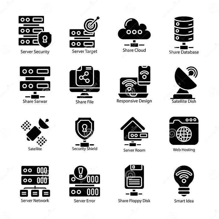 Network and Communication Vector Solid Icon Design Illustration. Stock ...