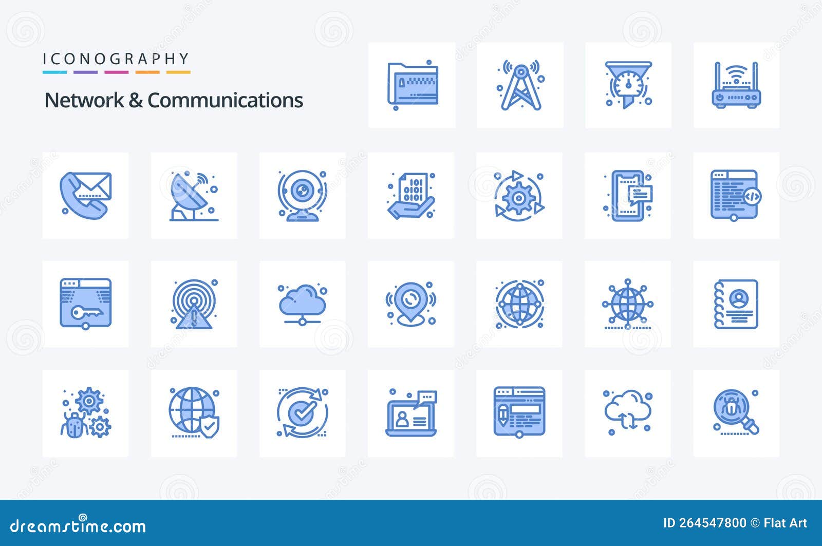 25 Network and Communications Blue Icon Pack Stock Vector ...