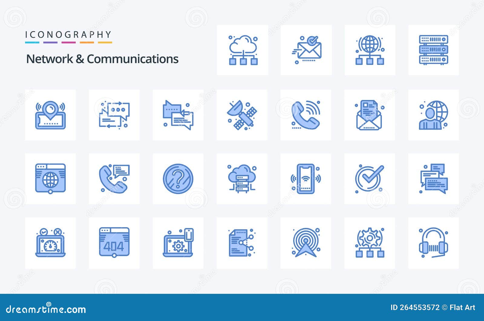 25 Network and Communications Blue Icon Pack Stock Vector ...