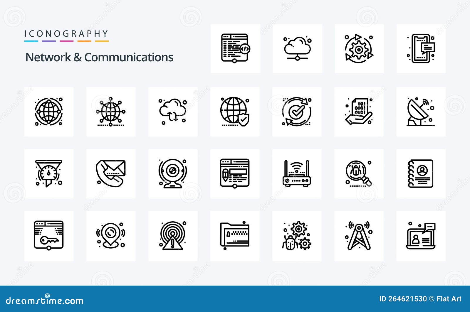 25 Network and Communications Line Icon Pack Stock Vector ...