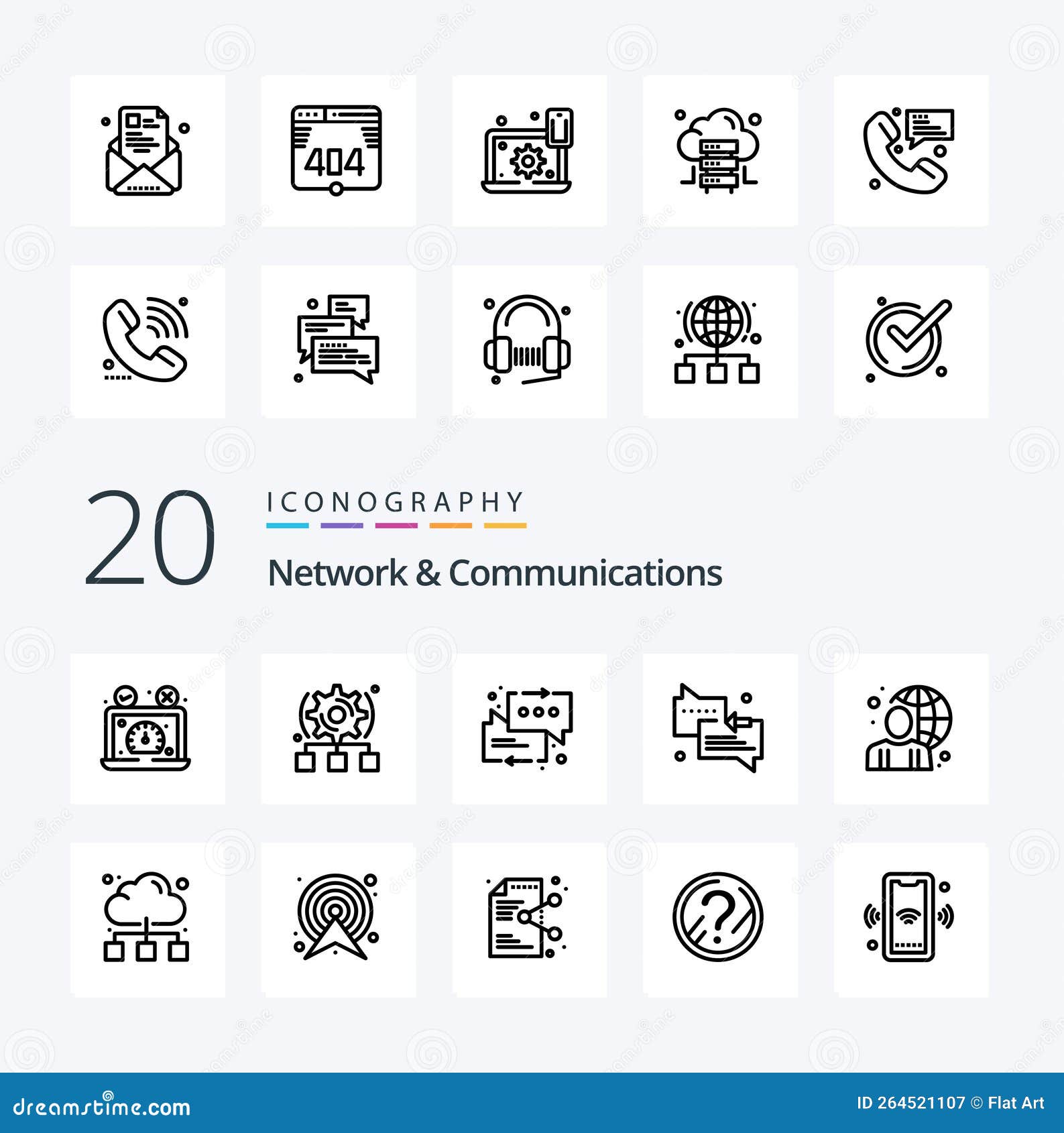 20 Network and Communications Line Icon Pack Like World Globe Server ...