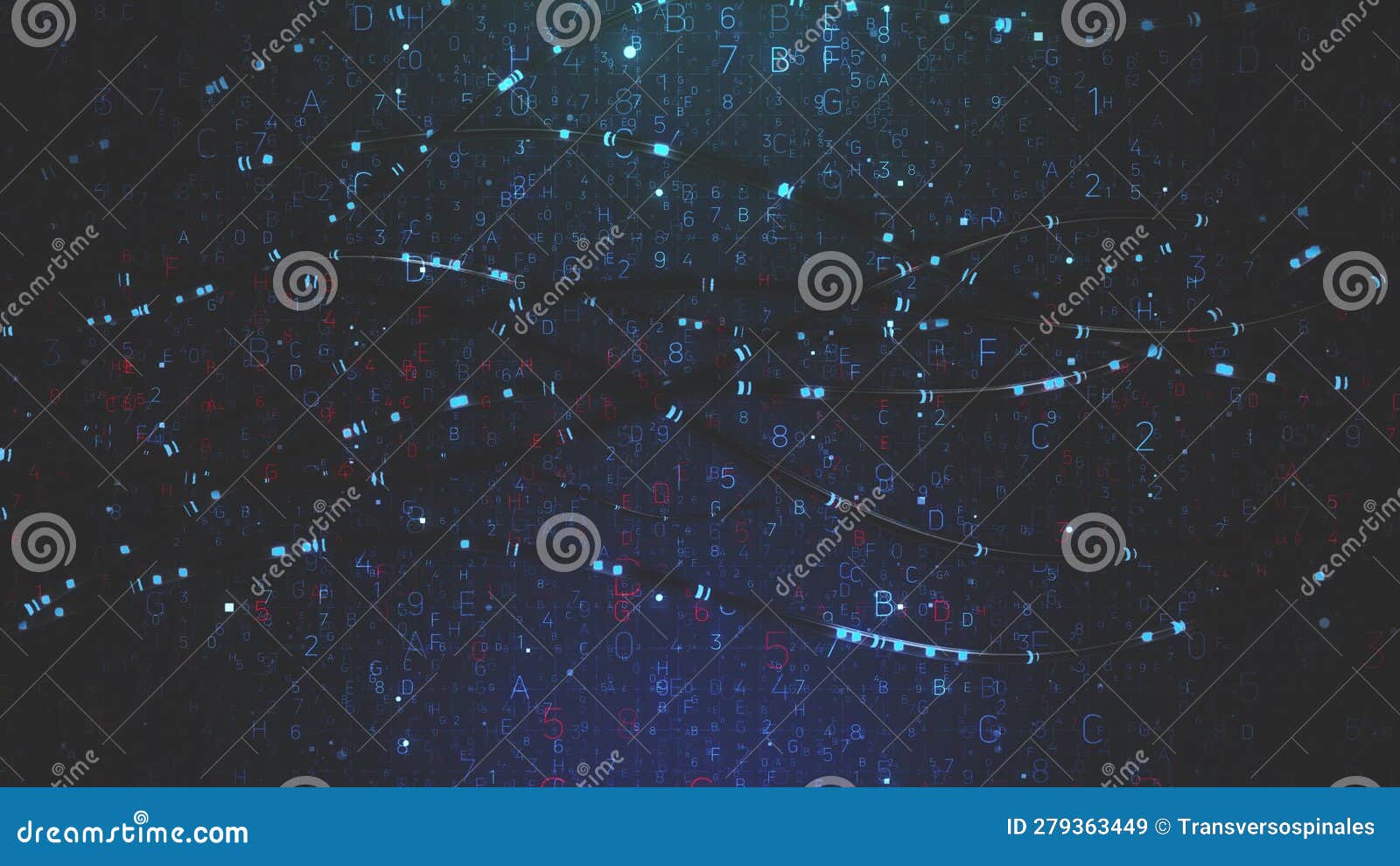 Network Computer Connection Background. Blue Digital Backdrop with ...