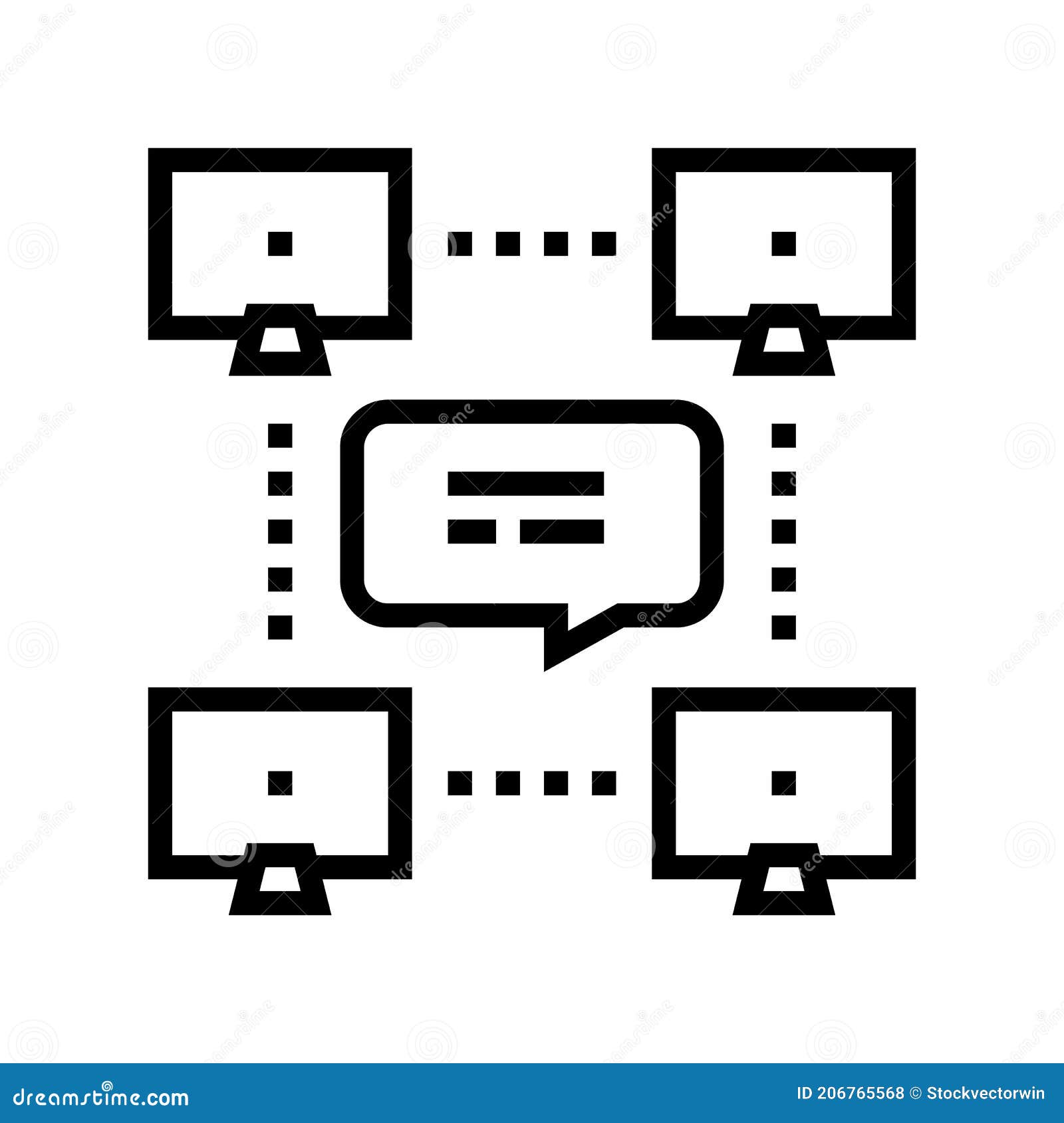 Network Computer Users Communication Line Icon Vector Illustration ...