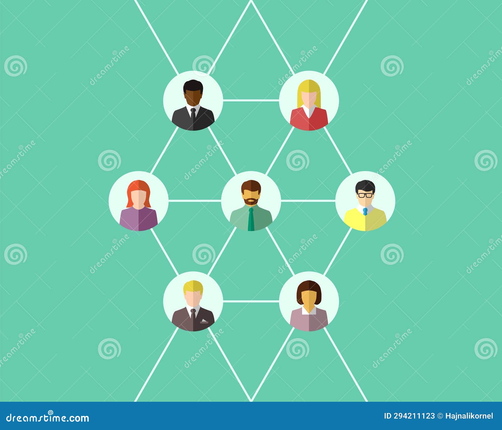 Network Concept with Diverse People in Flat Design, Networking Group ...