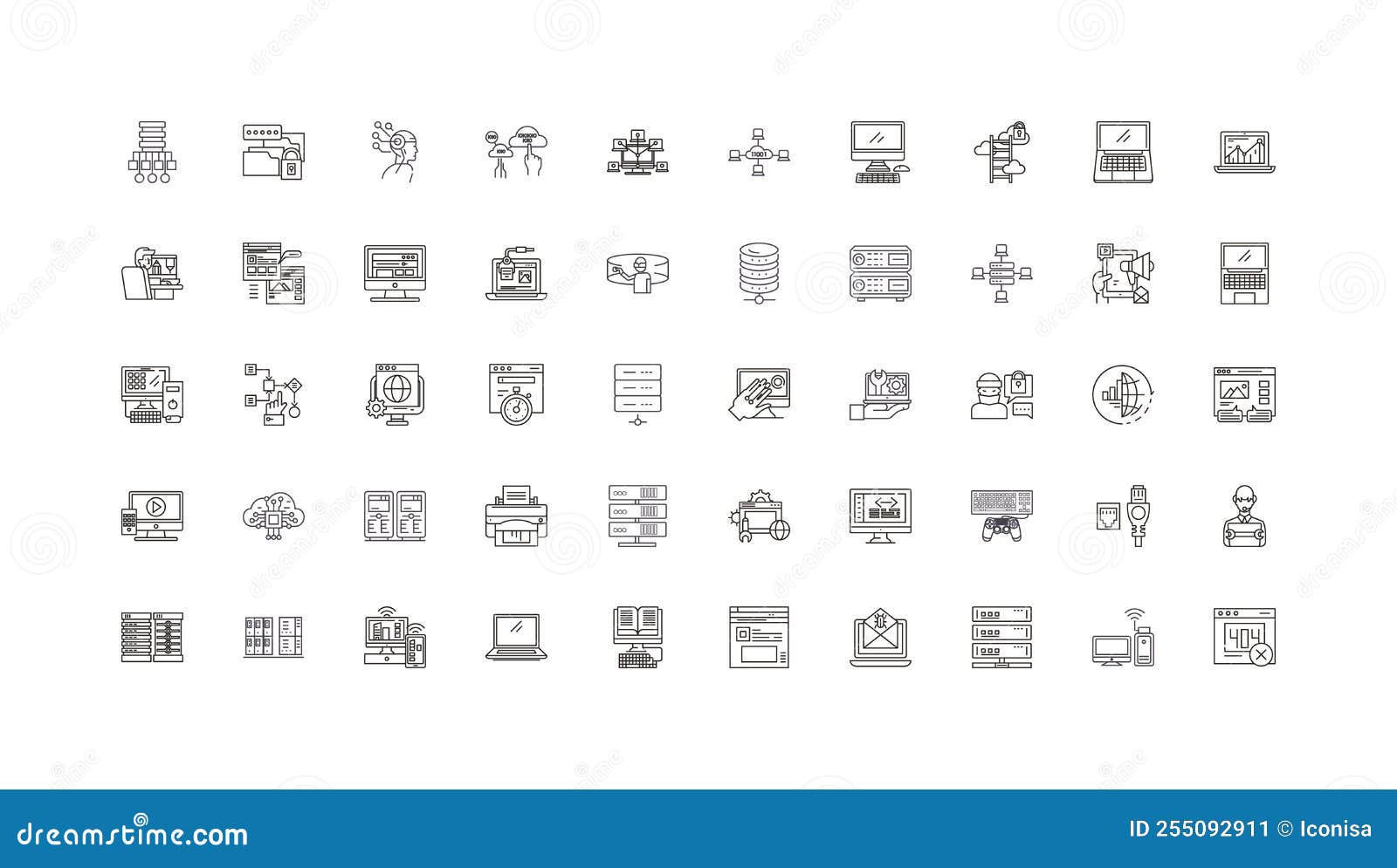 Network Concept Illustration, Linear Icons, Line Signs Set, Vector ...