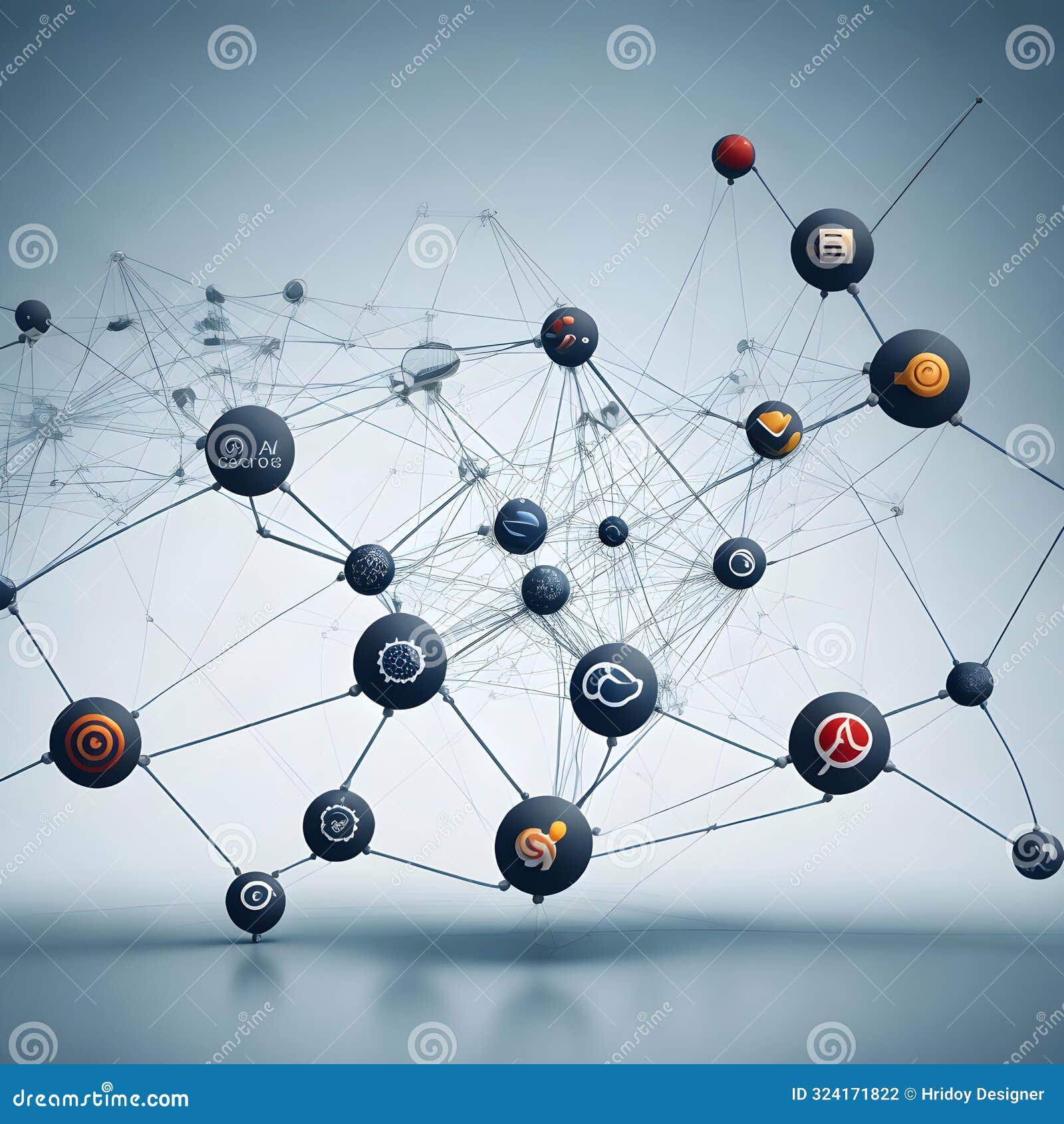 Network Concept Image with Dots and Connections Representing Digital ...