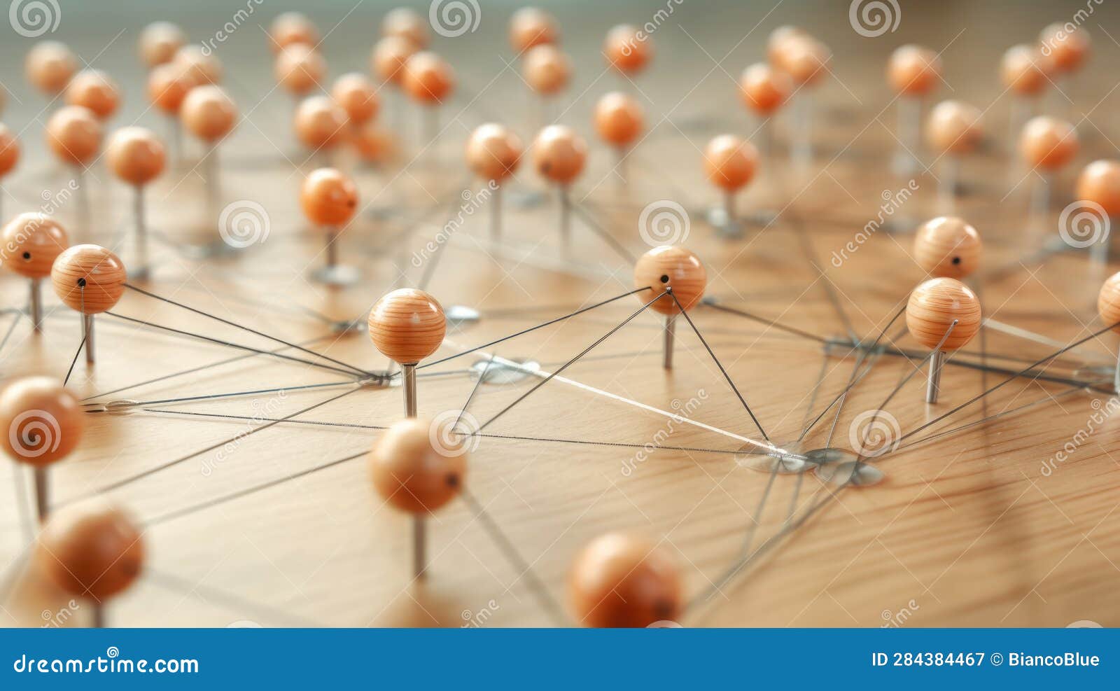 Network Concept, Pins on Table Linked by Threads, Create Connections ...