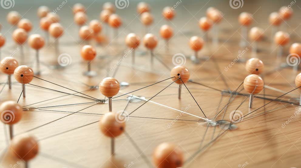 Network Concept, Pins on Table Linked by Threads, Create Connections ...
