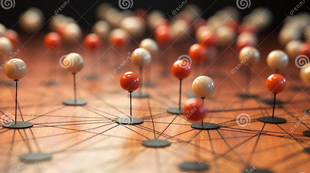 Network Concept, Pins on Table Linked by Threads, Create Connections ...