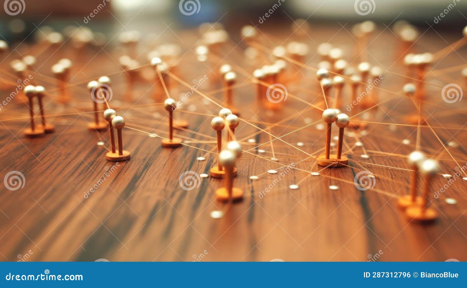Network Concept, Pins on Table Linked by Threads, Create Connections ...