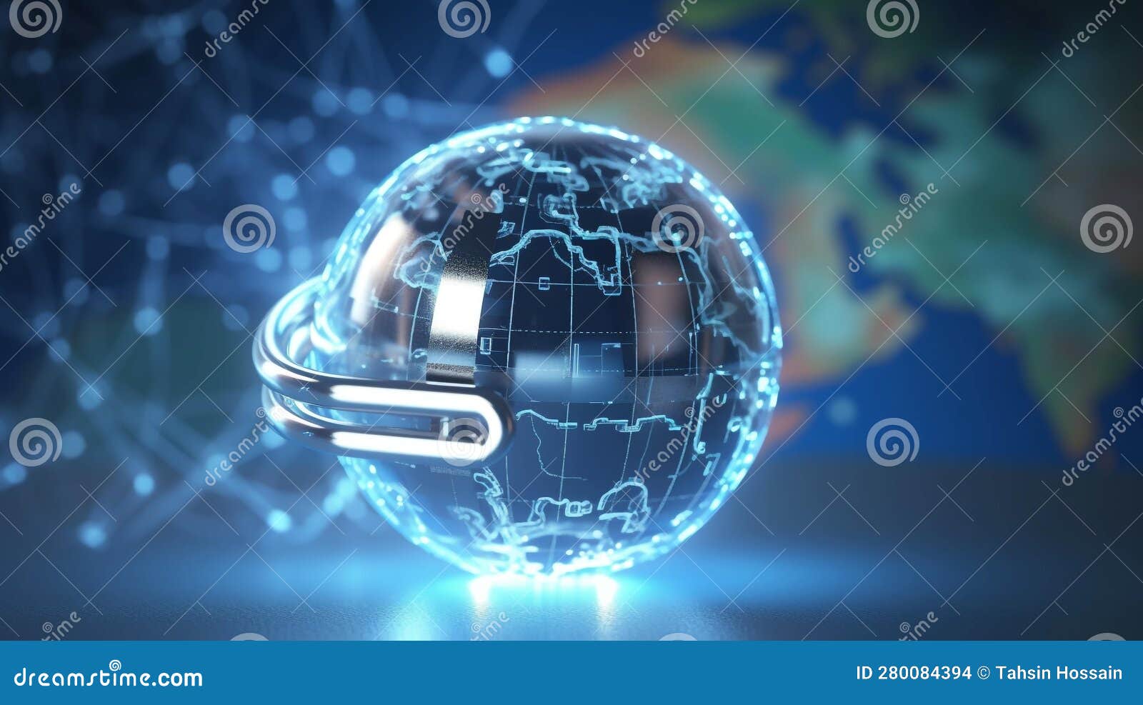 Network Concept a Shielded Globe Representing Secure Worldwide Data ...