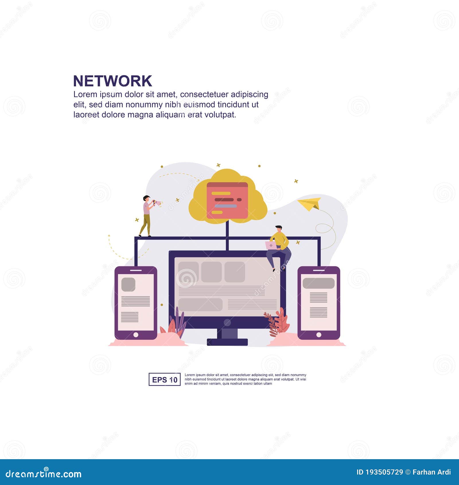 Network Concept Vector Illustration Flat Design for Presentation ...