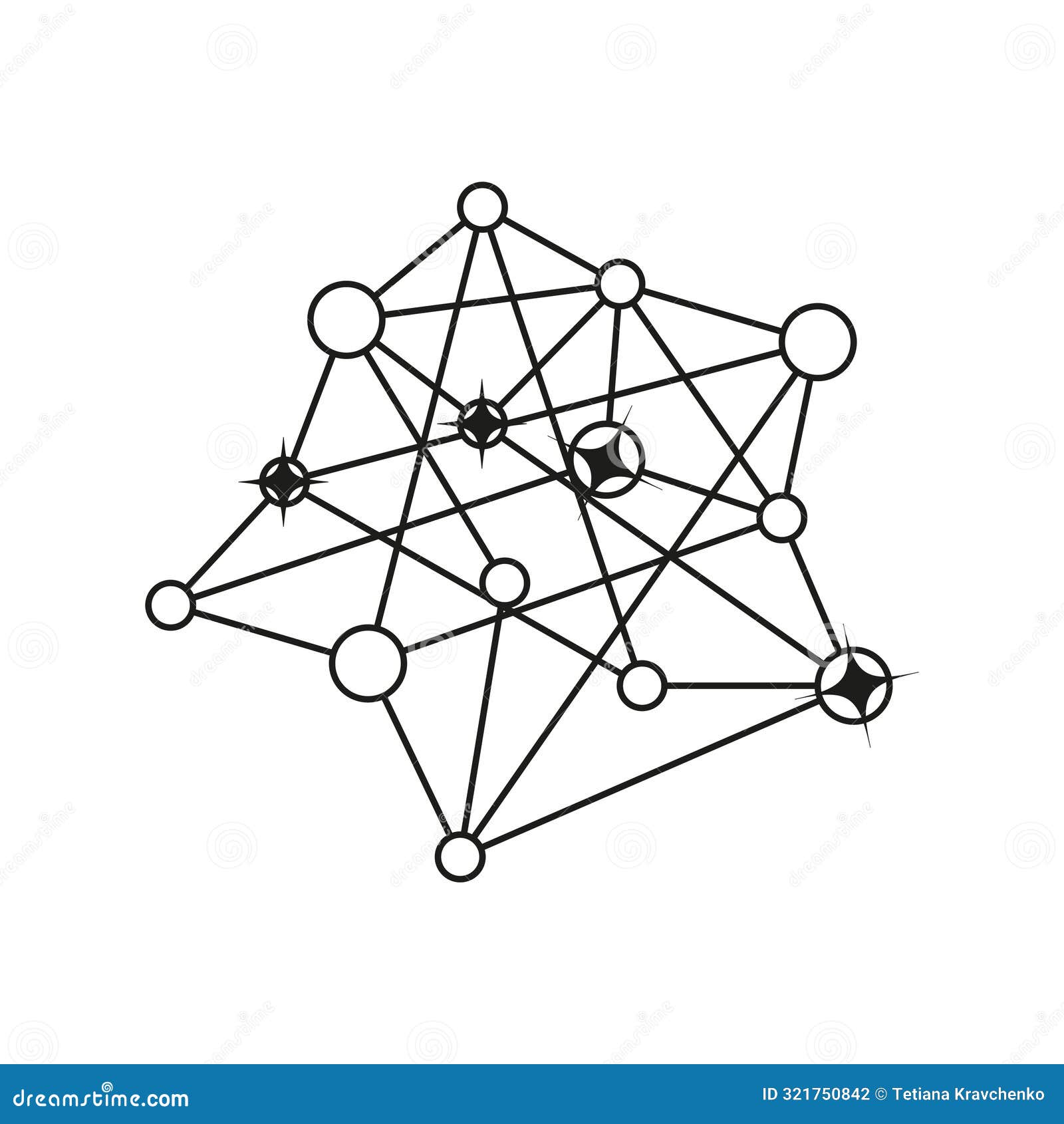 Network of Connected Nodes. Abstract Geometric Design. Black Vector ...