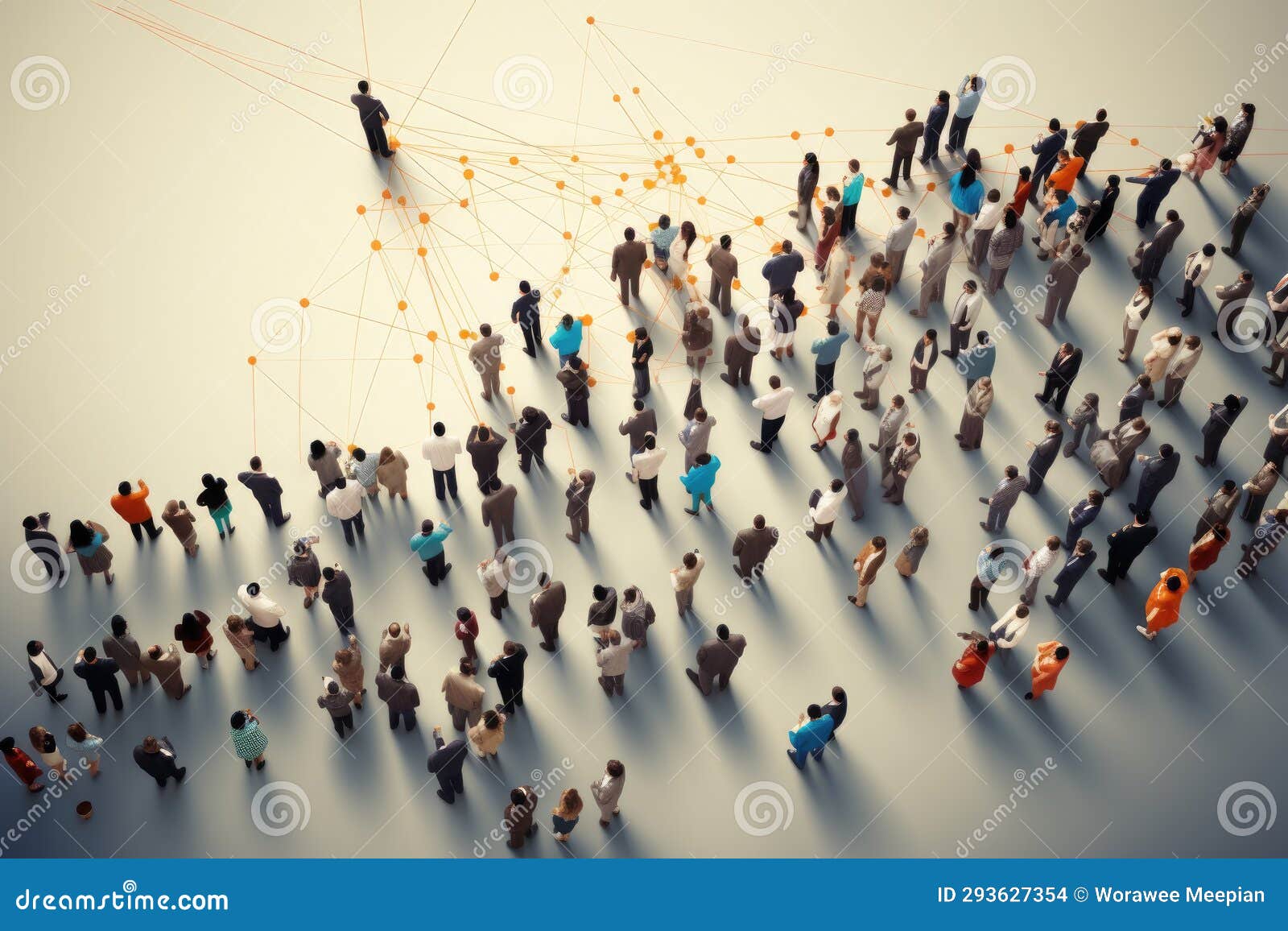 Network of Connected People with a Large Group of People. Generative AI ...