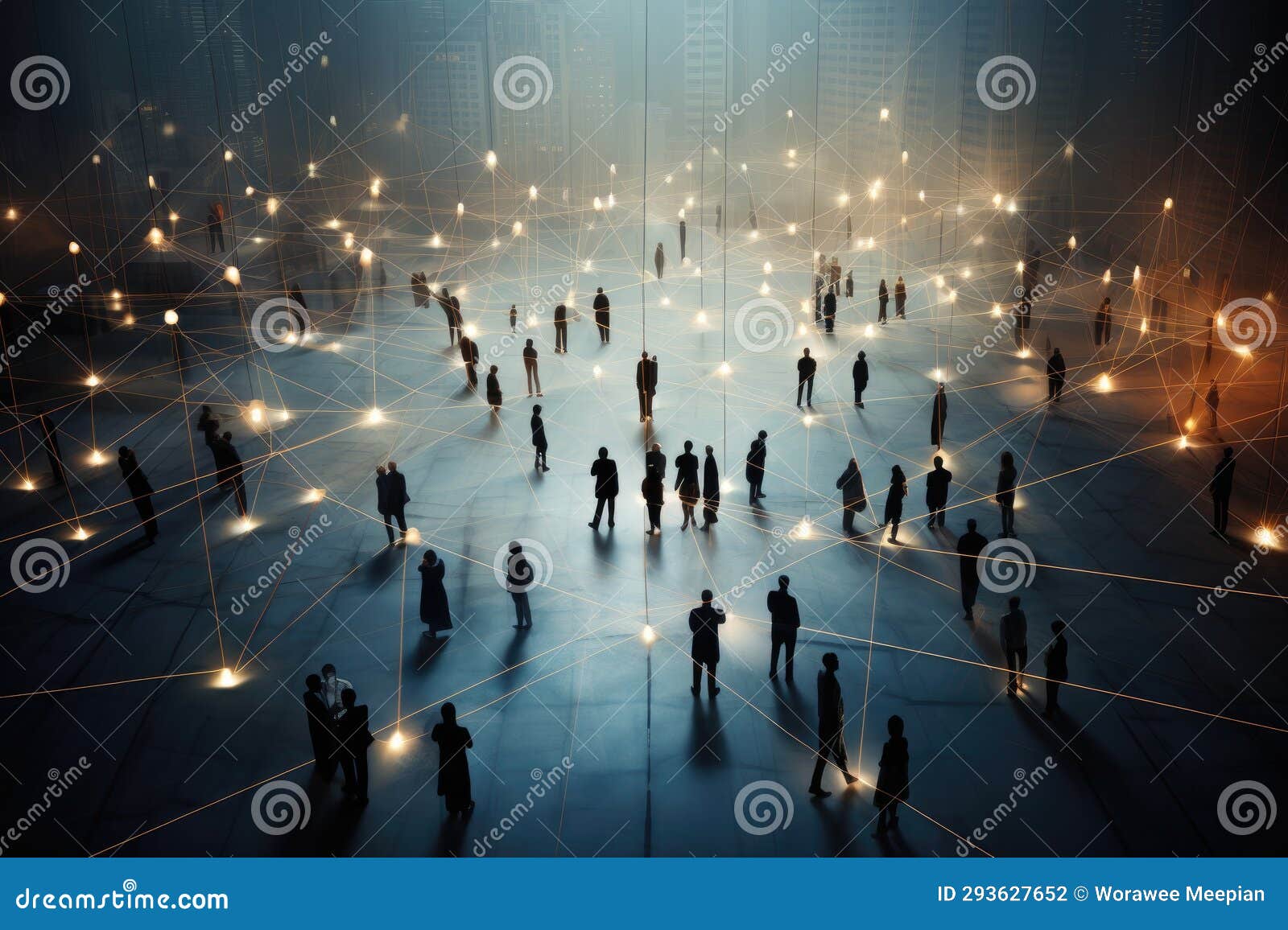 Network of Connected People with a Large Group of People. Generative AI ...