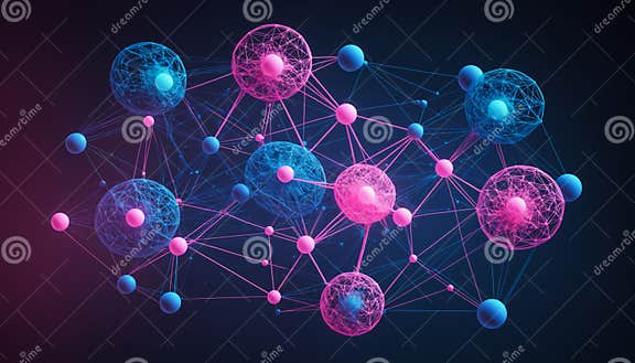 Network of Connected Spheres with Intersecting Nodes. this Image ...