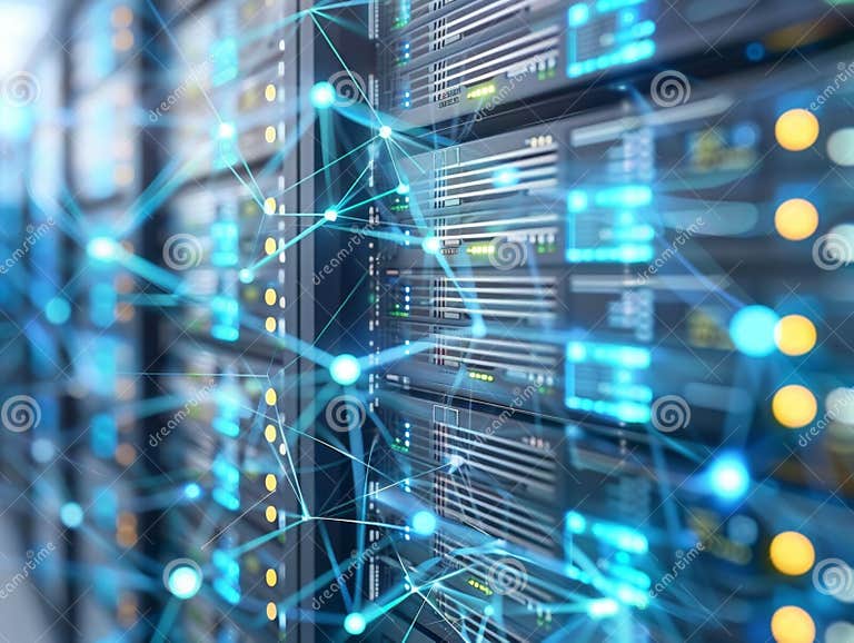 Network Connecting Servers in Data Center Storing Information Stock ...