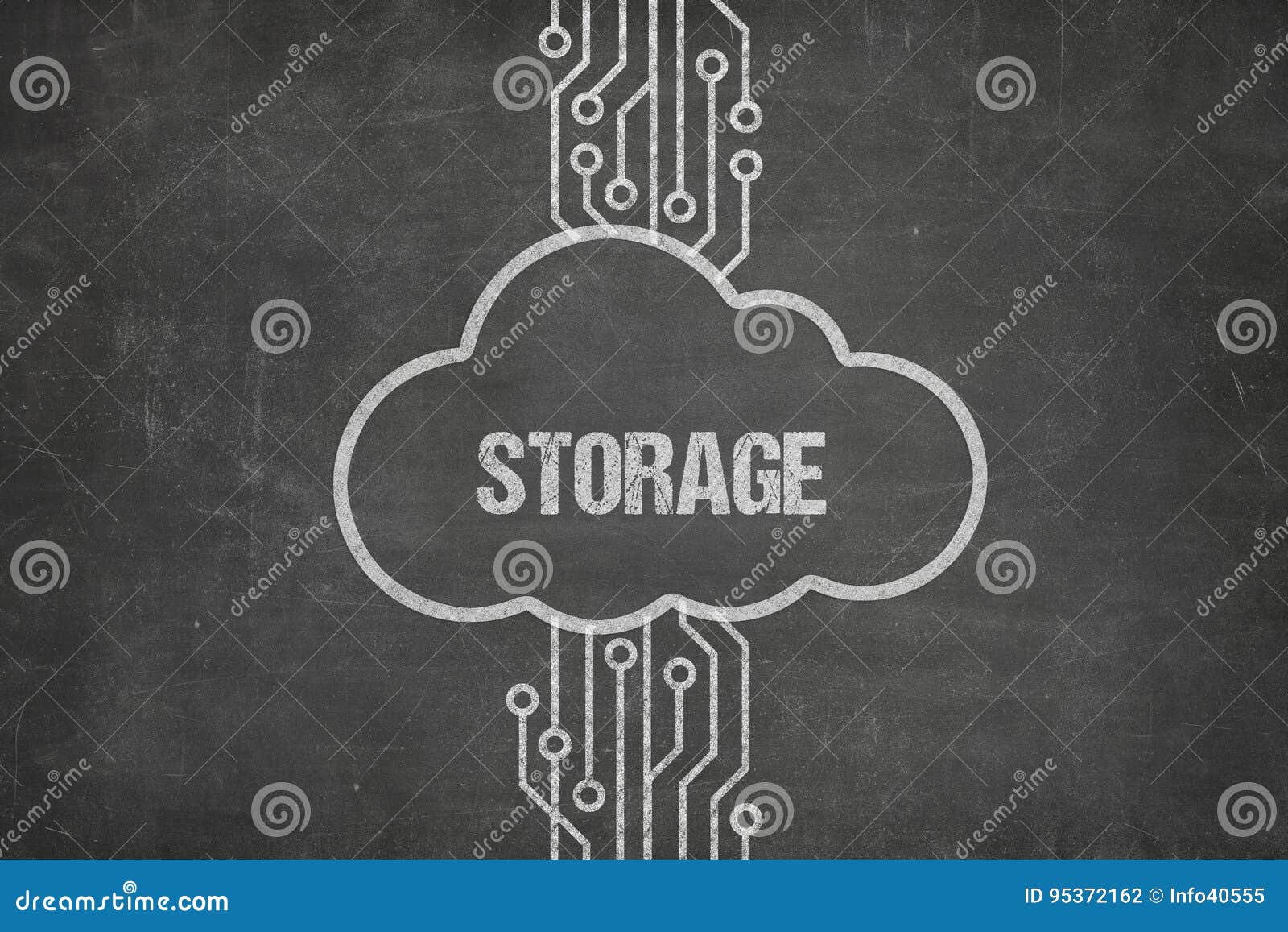 Network Connecting To Storage Text in Cloud on Chalkboard Stock Photo ...