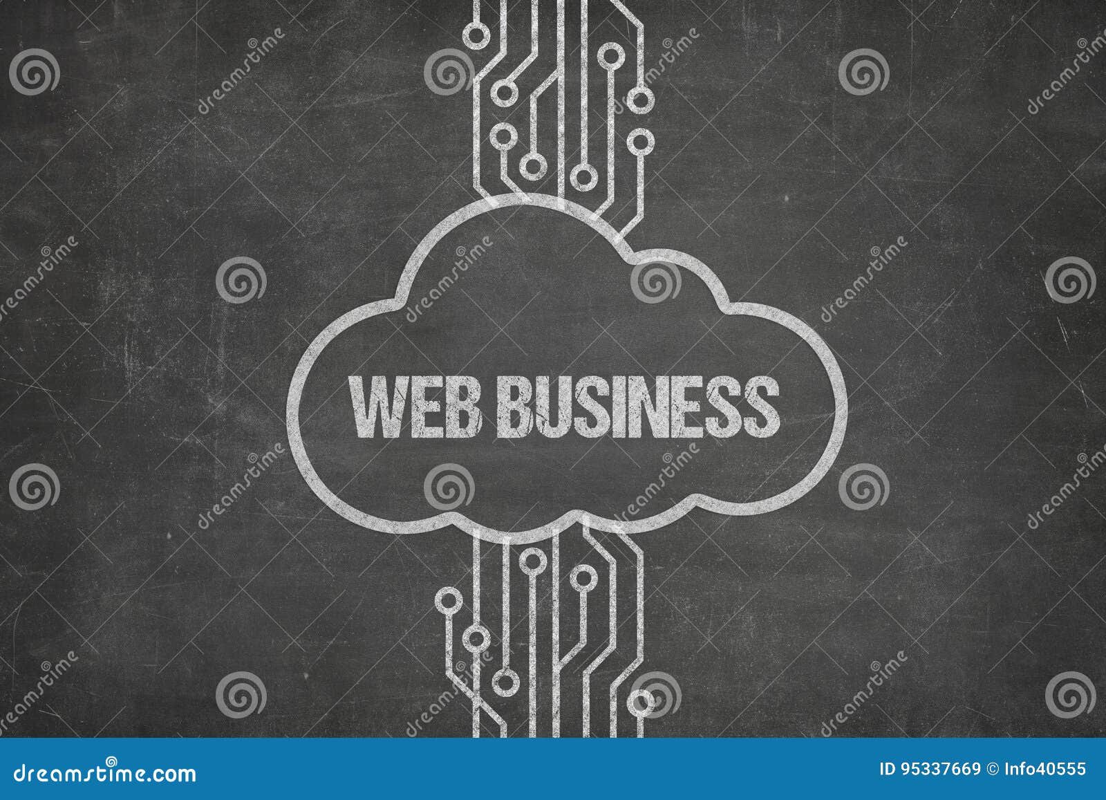 Network Connecting To Web Business Text in Cloud on Chalkboard Stock ...