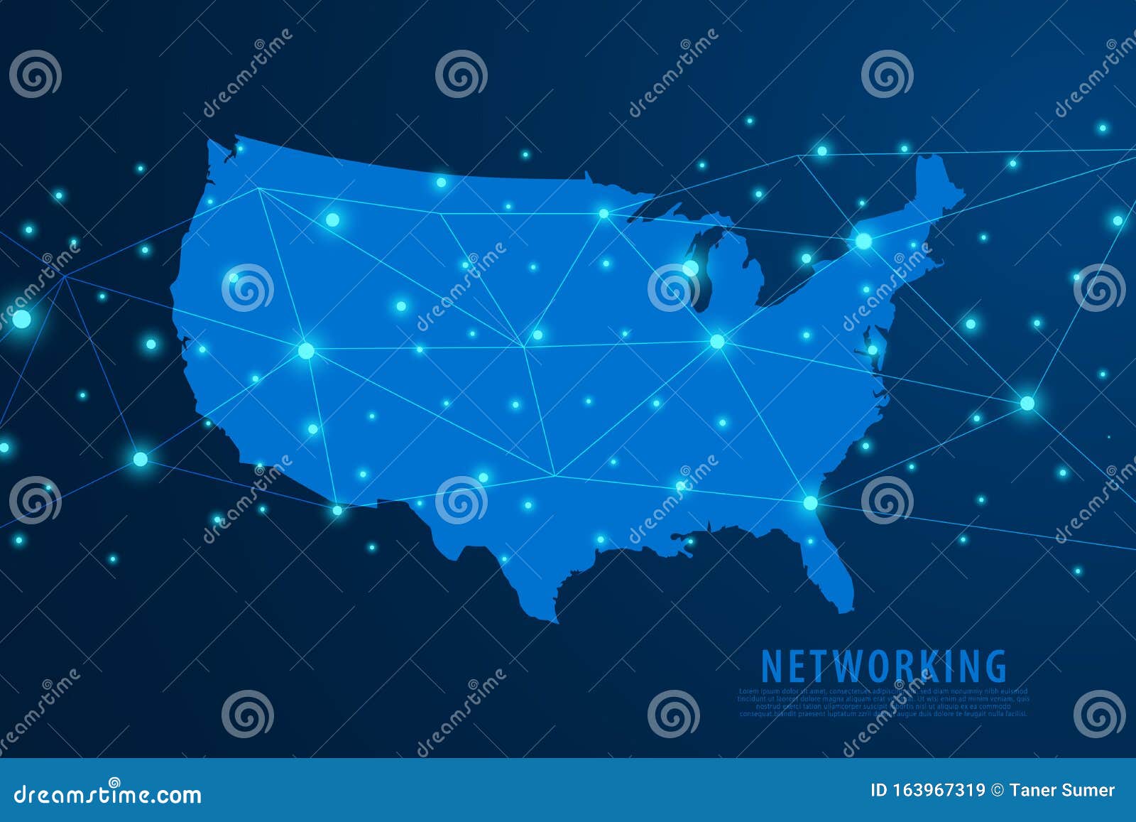 Network Connection Background, Blue USA Map, Vector Stock Vector ...