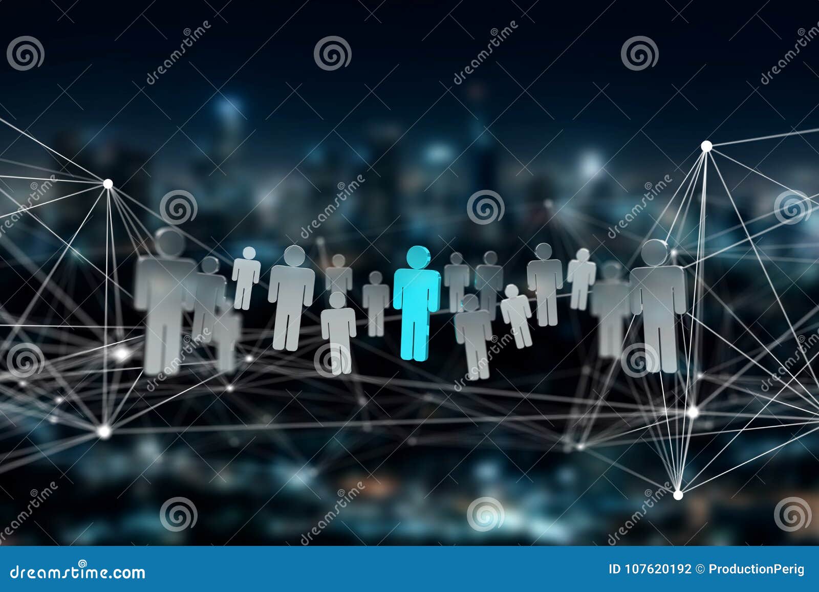 Network Connection with a Blue People in the Middle - 3D Rendering ...
