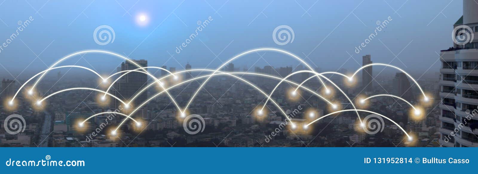 Network Connection with Building at the City. Stock Illustration ...