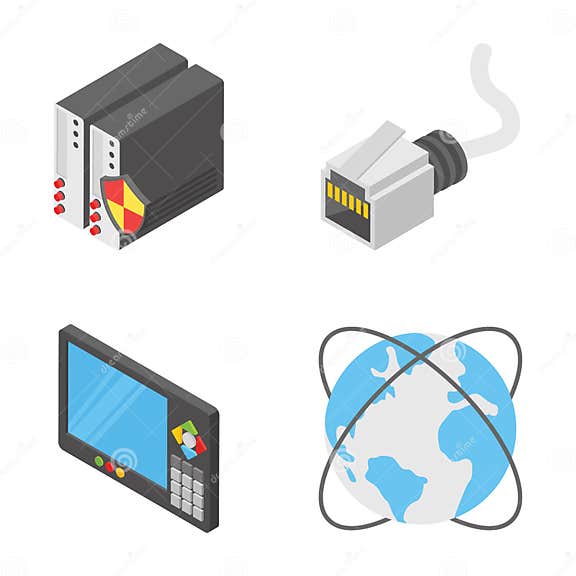 Network and Connection Devices Icons Stock Illustration - Illustration ...