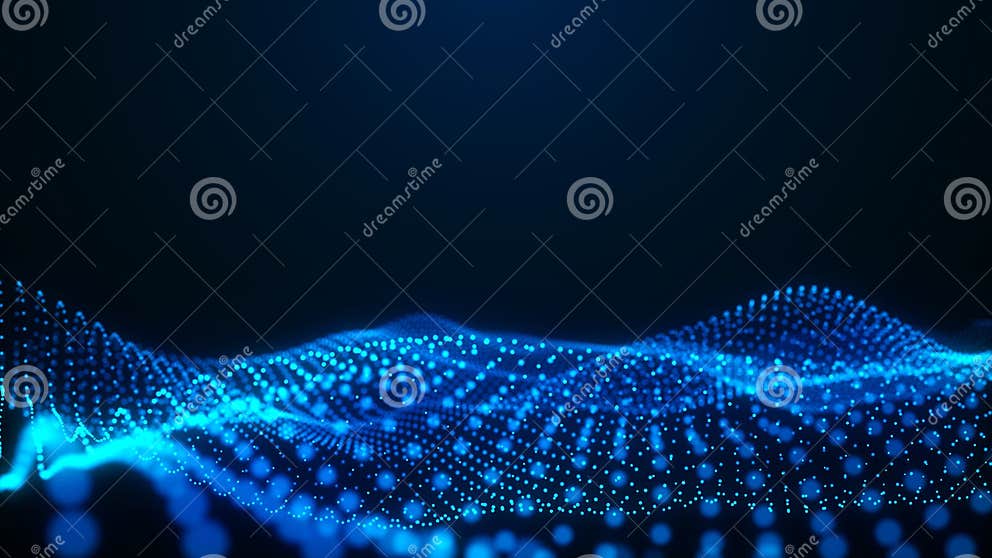 Technology Background . Futuristic Point Wave. Abstract Digital Wave of Particles. Dark ...
