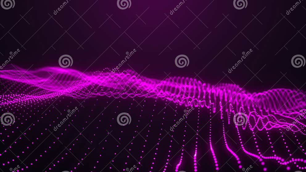 Technology Background . Futuristic Point Wave. Abstract Digital Wave of Particles. Dark ...