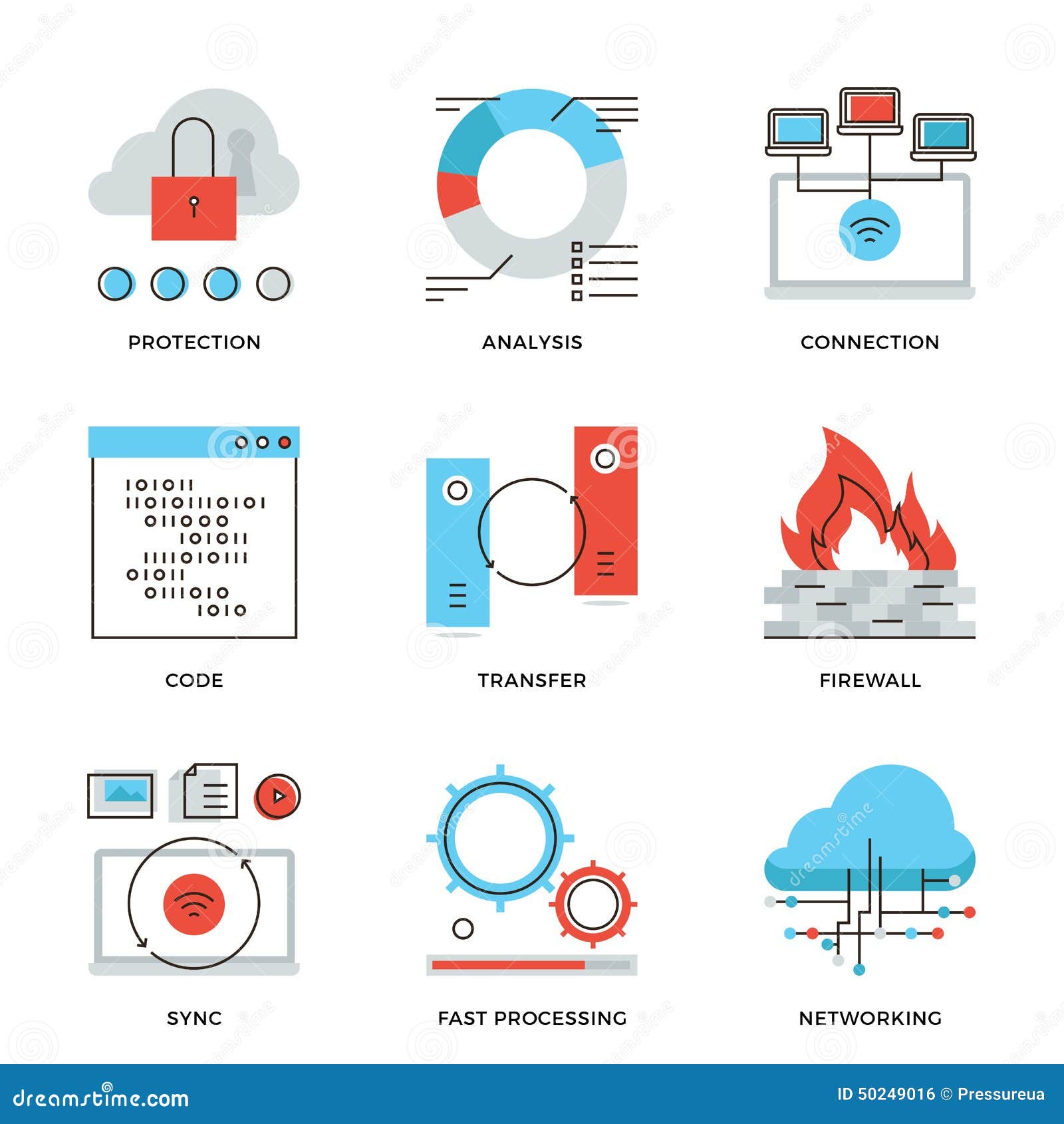 Network and Connection Elements Line Icons Set Stock Vector ...
