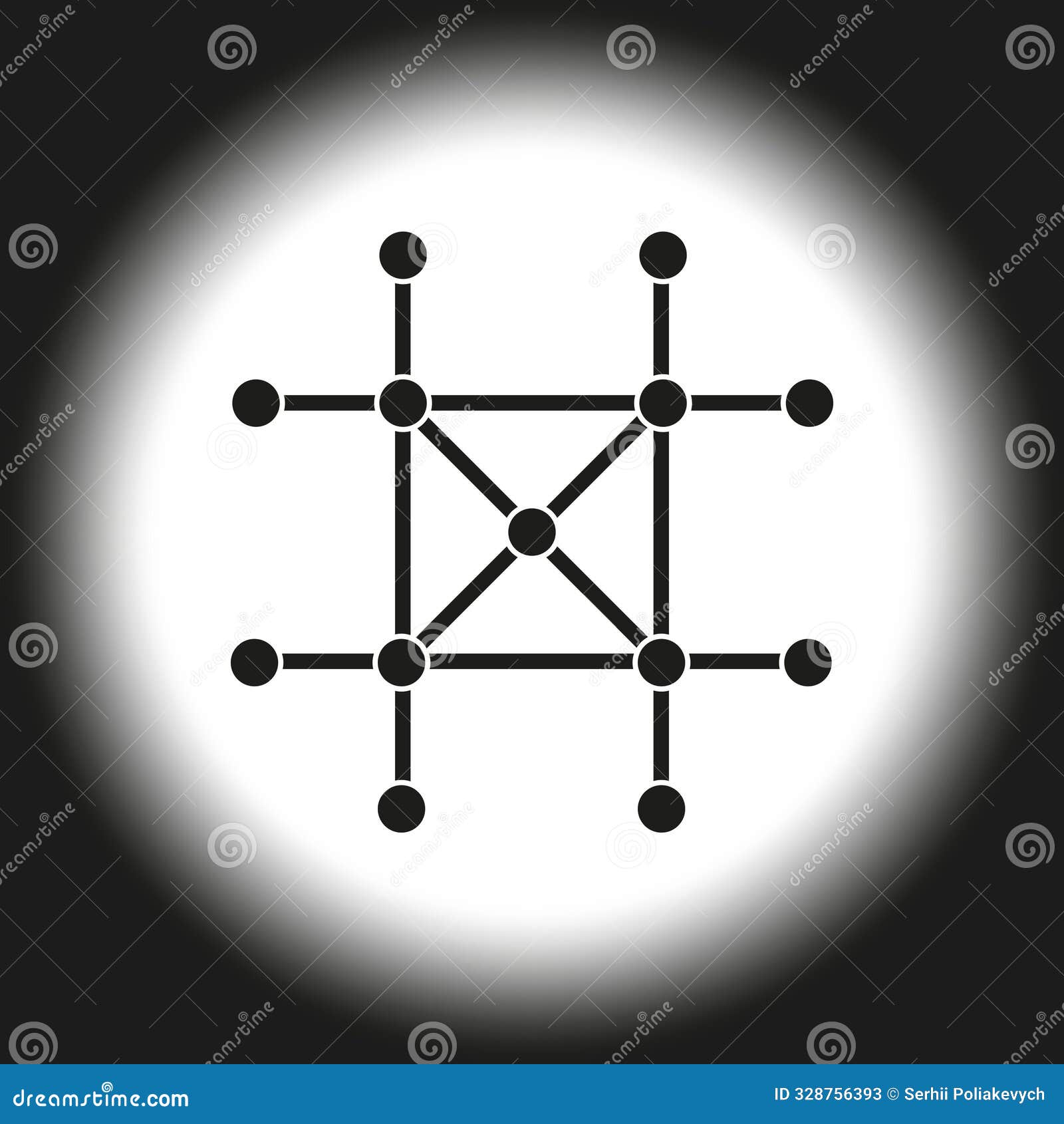 Network Connection Icon. Abstract Vector Structure. Black and White ...