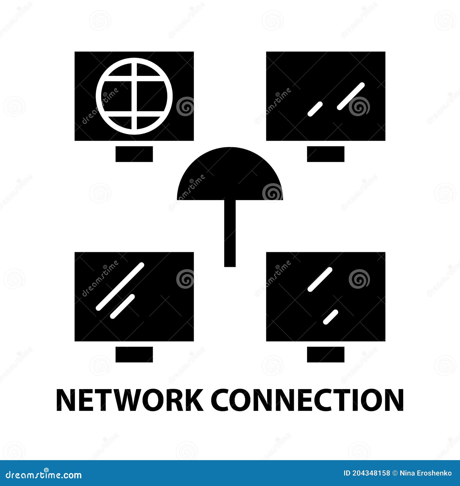 Network Connection Icon, Black Vector Sign with Editable Strokes ...