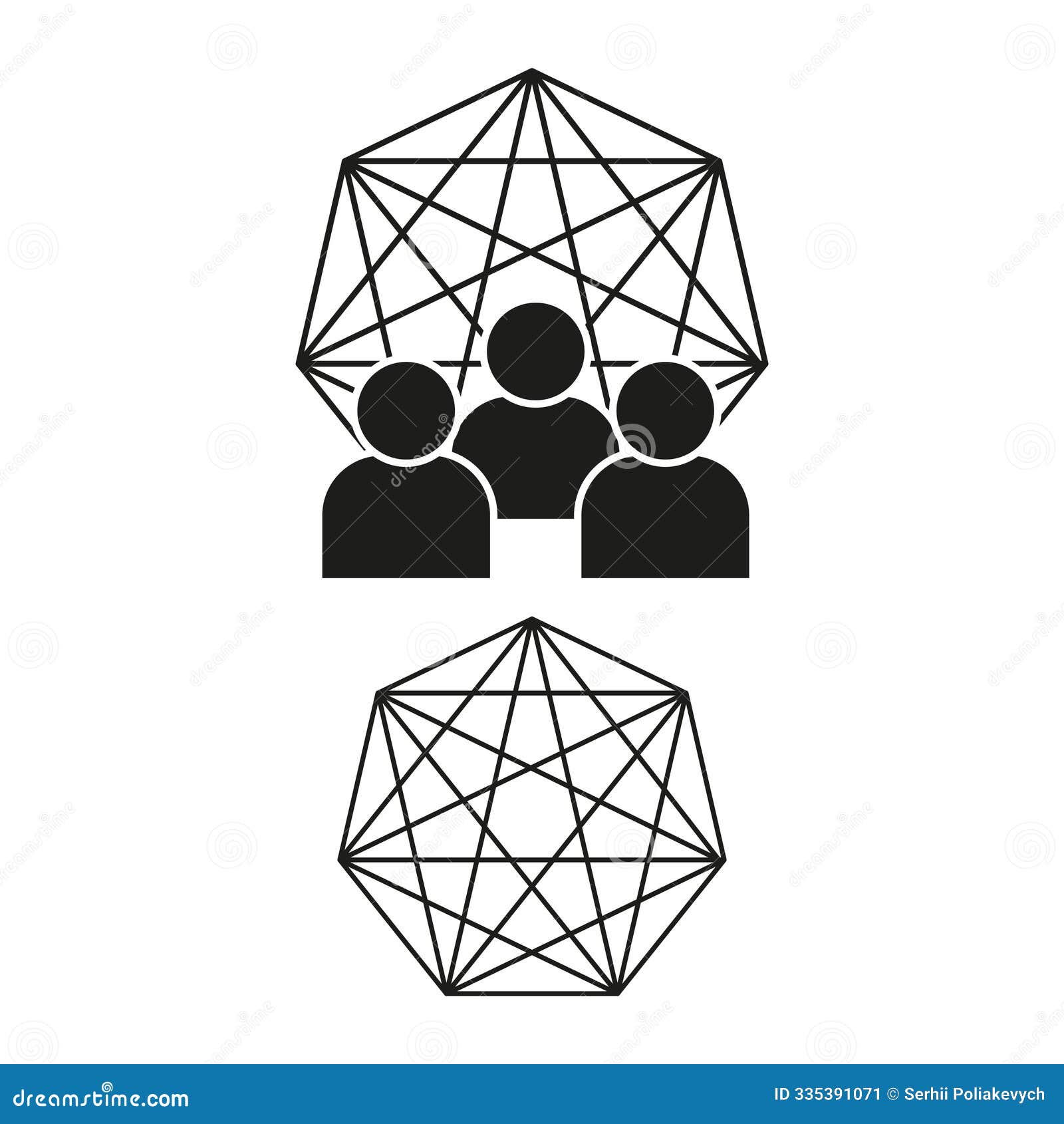 Network Connection Icon. People Under Network Structure. Geometric Web ...