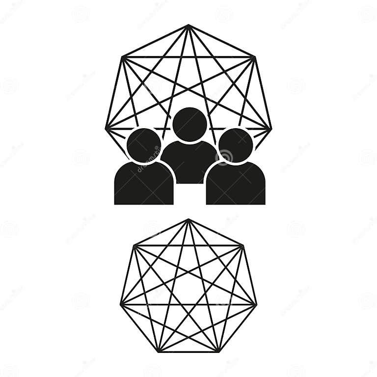 Network Connection Icon. People Under Network Structure. Geometric Web ...