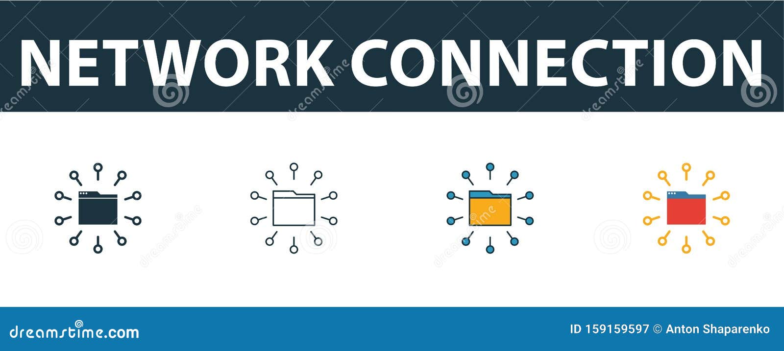 Network Connection Icon Set. Four Simple Symbols in Diferent Styles ...